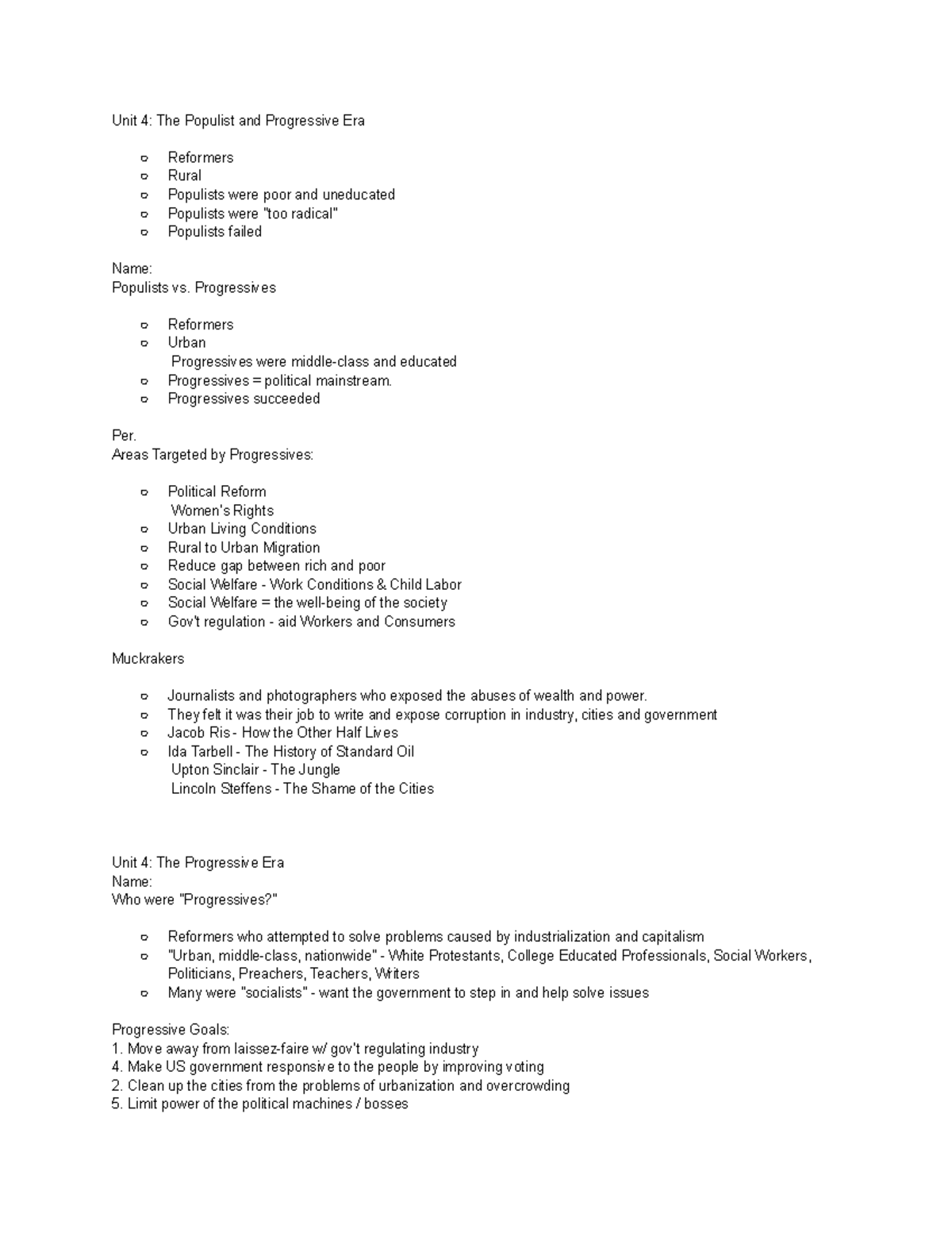Untitled document 8 - The Populist and Progressive Era - Unit 4: The ...