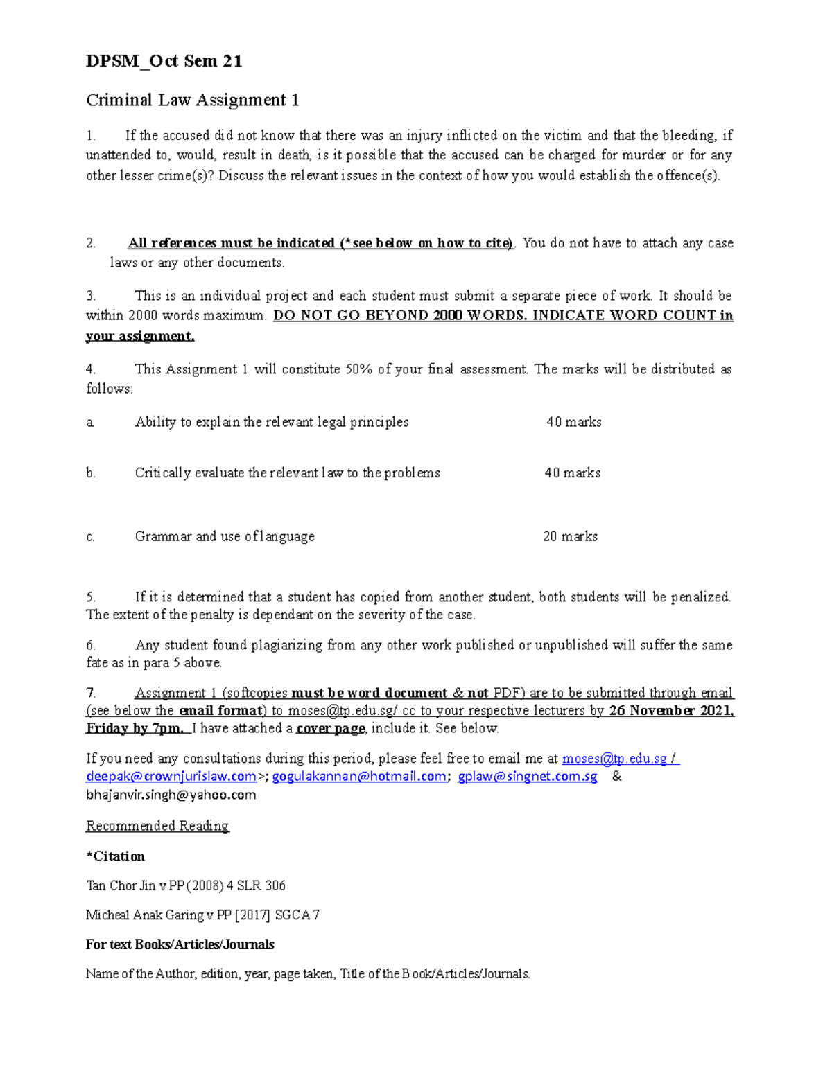 1. Individual Assignment Criminal Law DPSM OCT21 - TP - Studocu