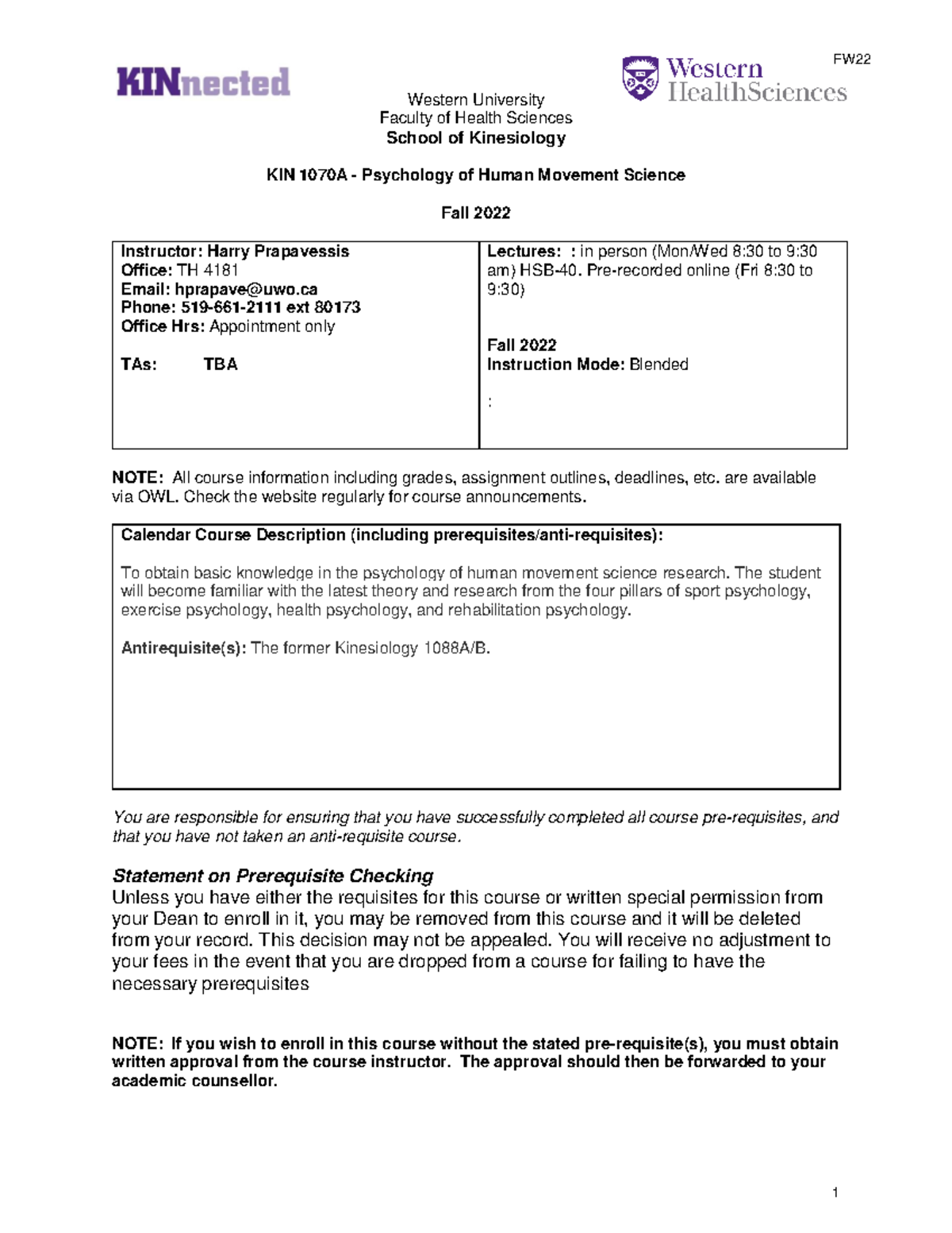 Course Outline Template 1070A - Western University Faculty of Health ...