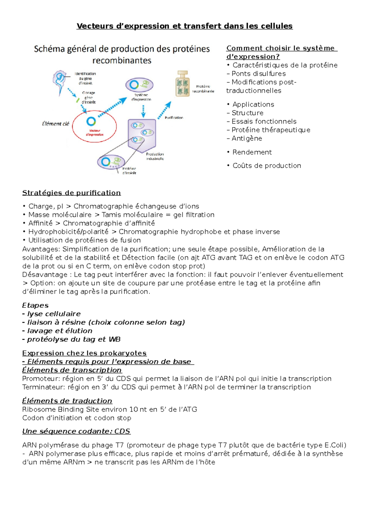 BCM601 20220201 vecteurs Expression - Comment choisir le système d’expression? Caractéristiques ...