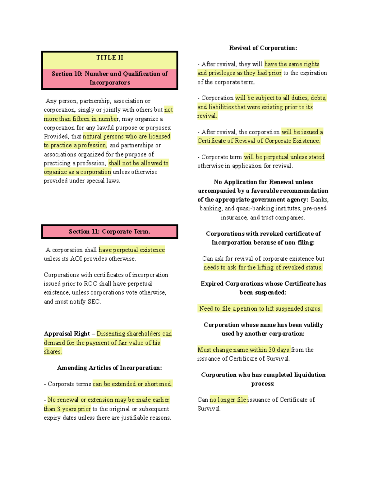 Title II - corporation - TITLE II Section 10: Number and Qualification ...