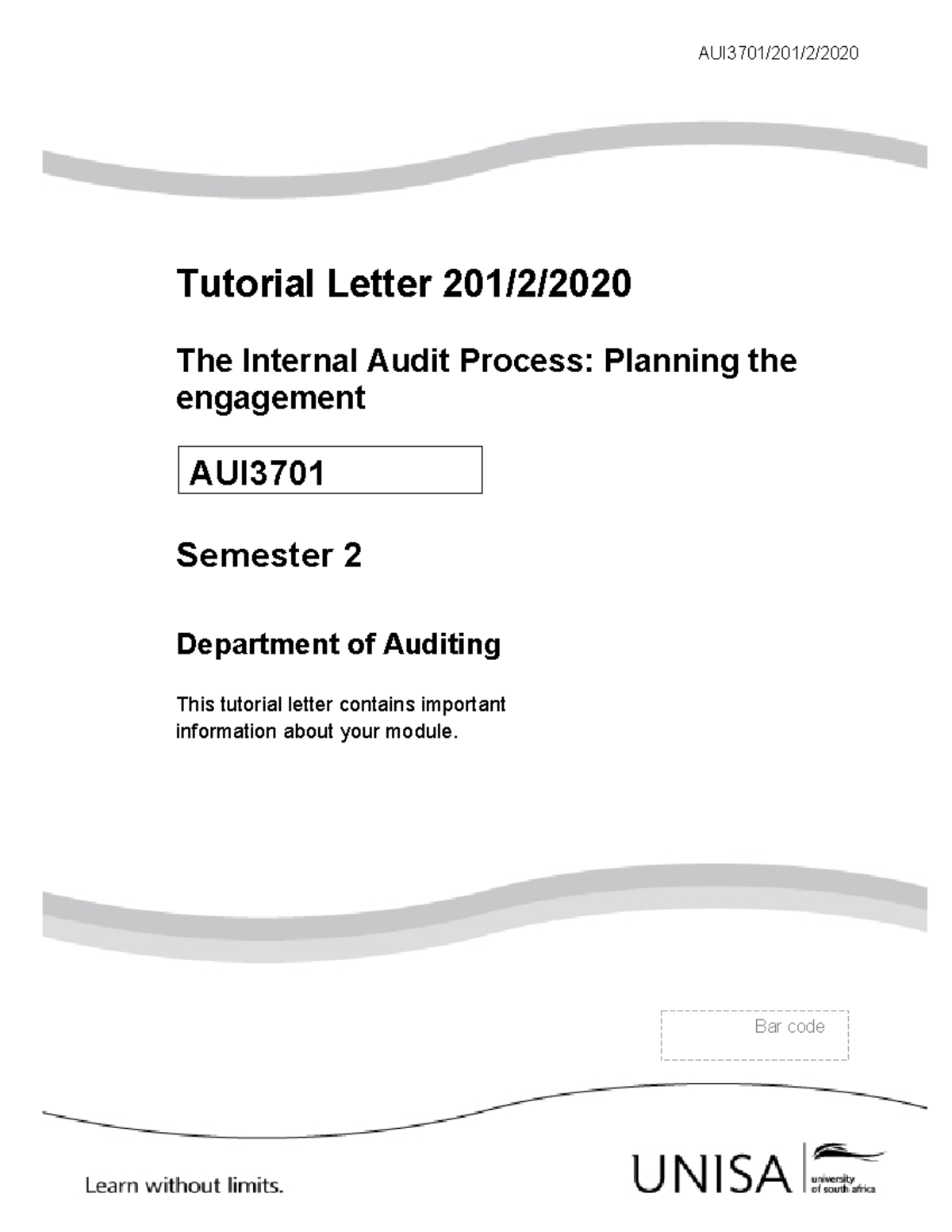 Tutorial Letter - AUI3701/201/2/ Tutorial Letter 201/2/ The Internal ...