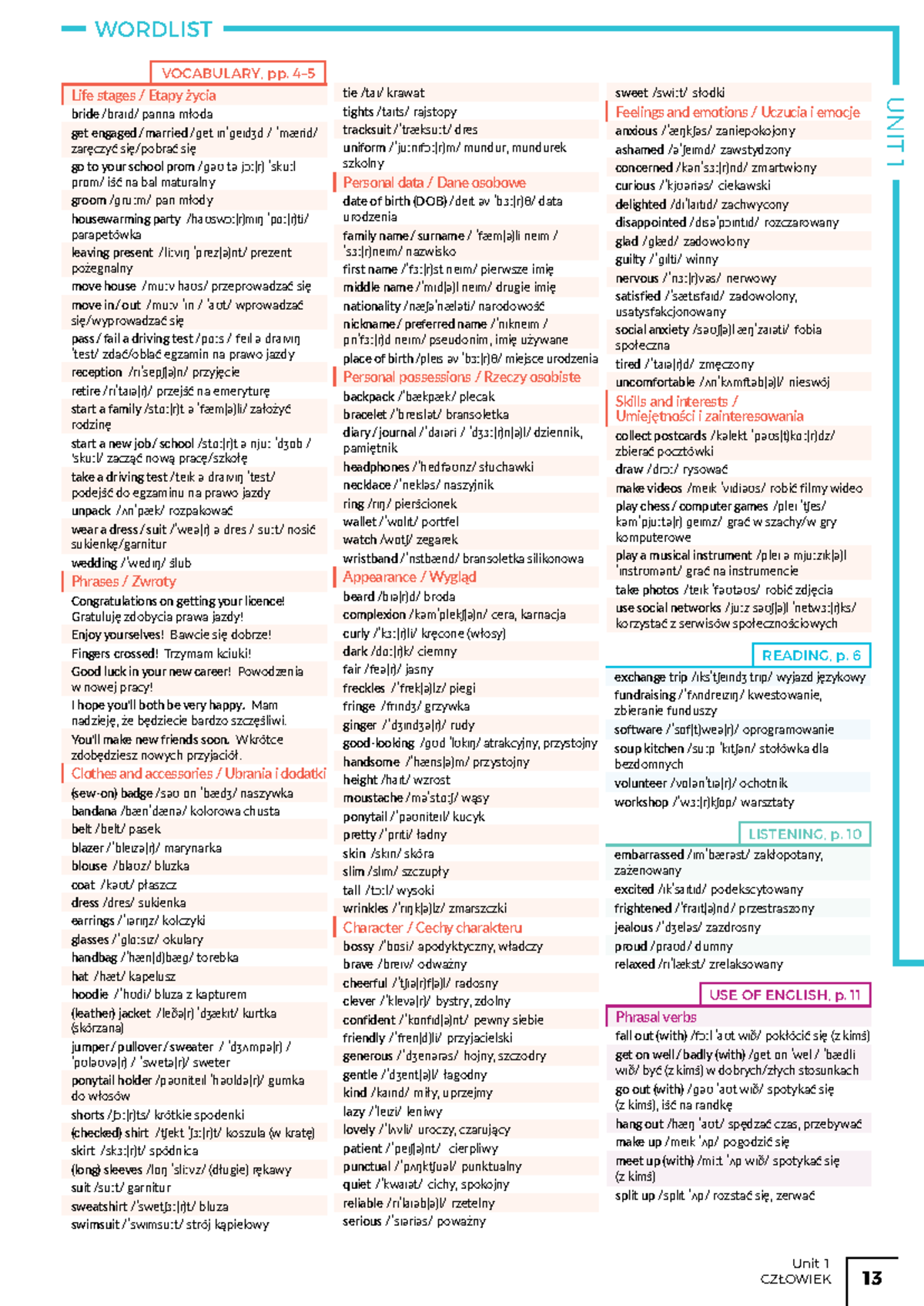 Klasa 7 słówka - hjjggvg - UNIT 1 WORDLIST ####### VOCABULARY, pp. 4– ####### Life stages ...