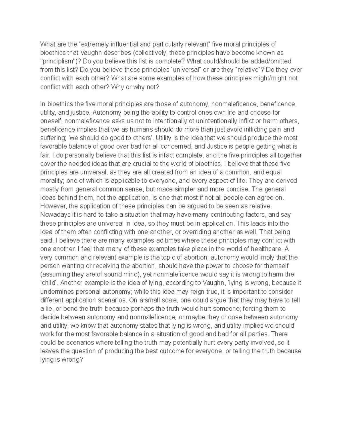 Bioethics dq 1 - What are the “extremely influential and particularly ...