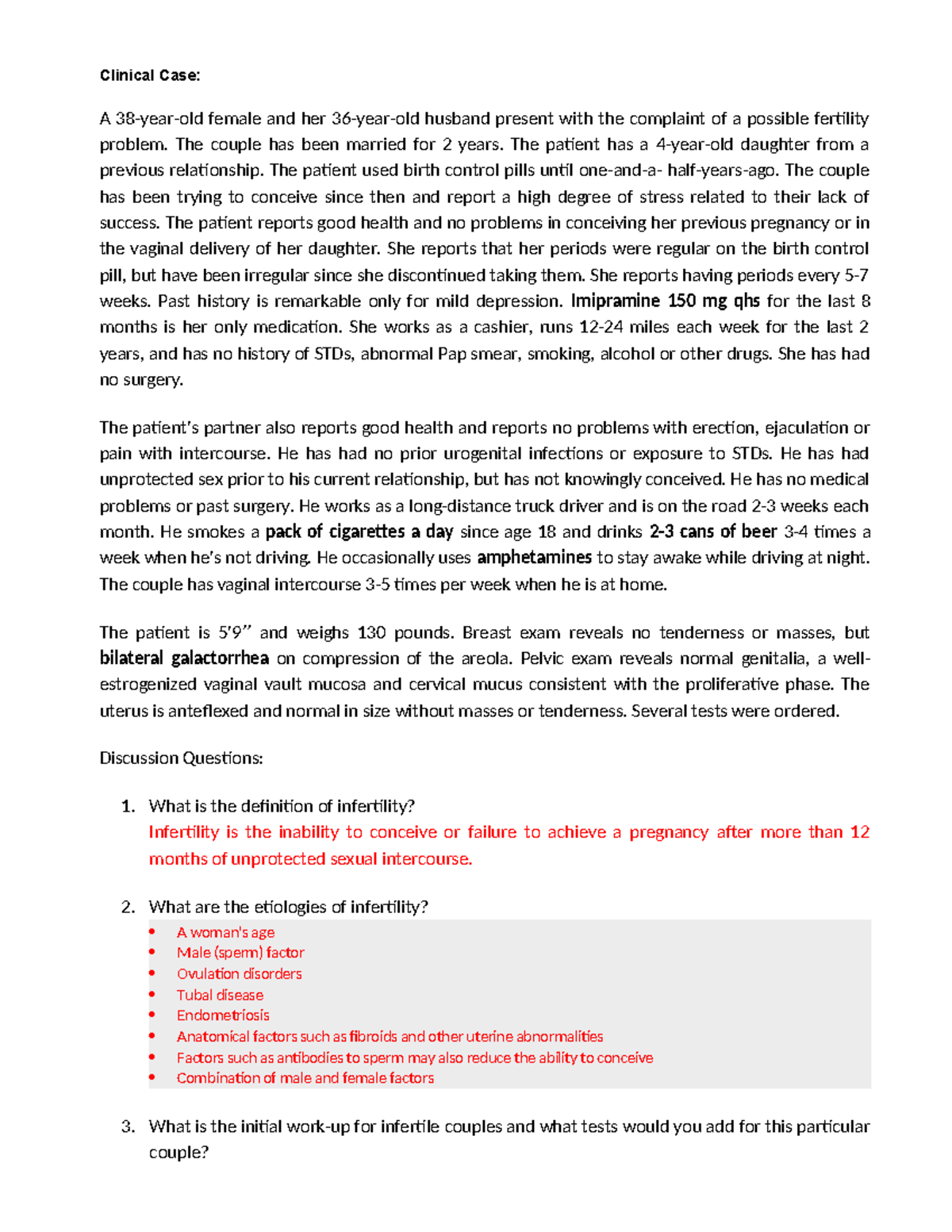 Infertility Case - Clinical Case: A 38-year-old female and her 36-year ...