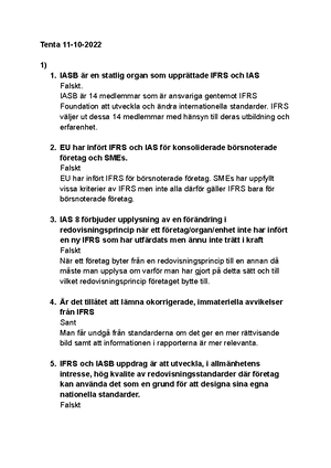 Tenta frågor redovisning 2 - Frågor och svar till redovisnings tentan ...