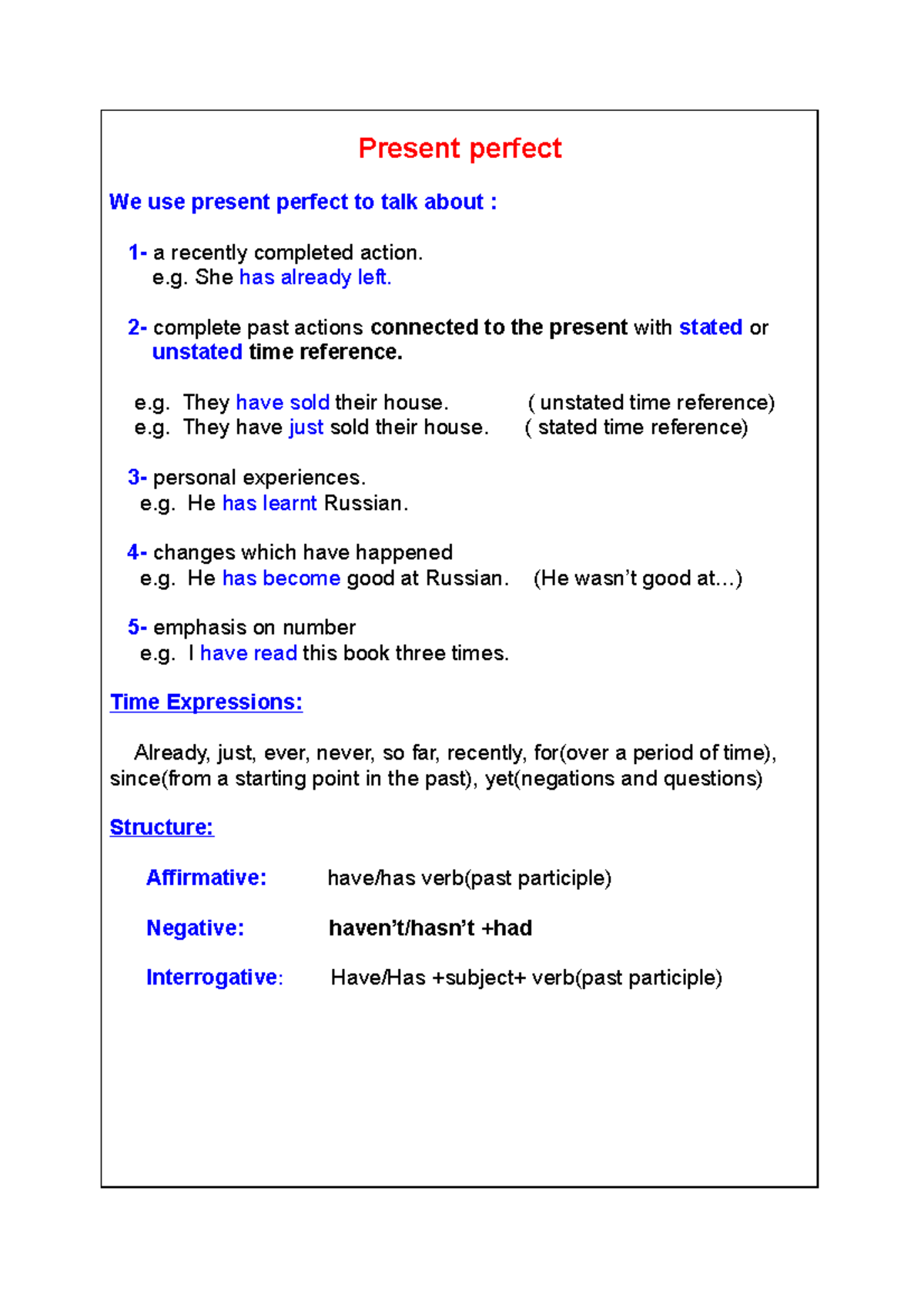 Present-perfect-ejercicios-de-gramatica 11029 - Present perfect We use ...