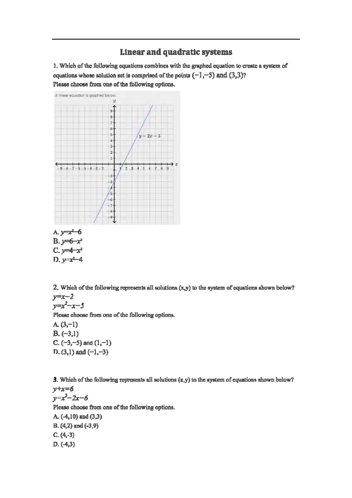 Linear and quadratic equation - MATH221 - Studocu