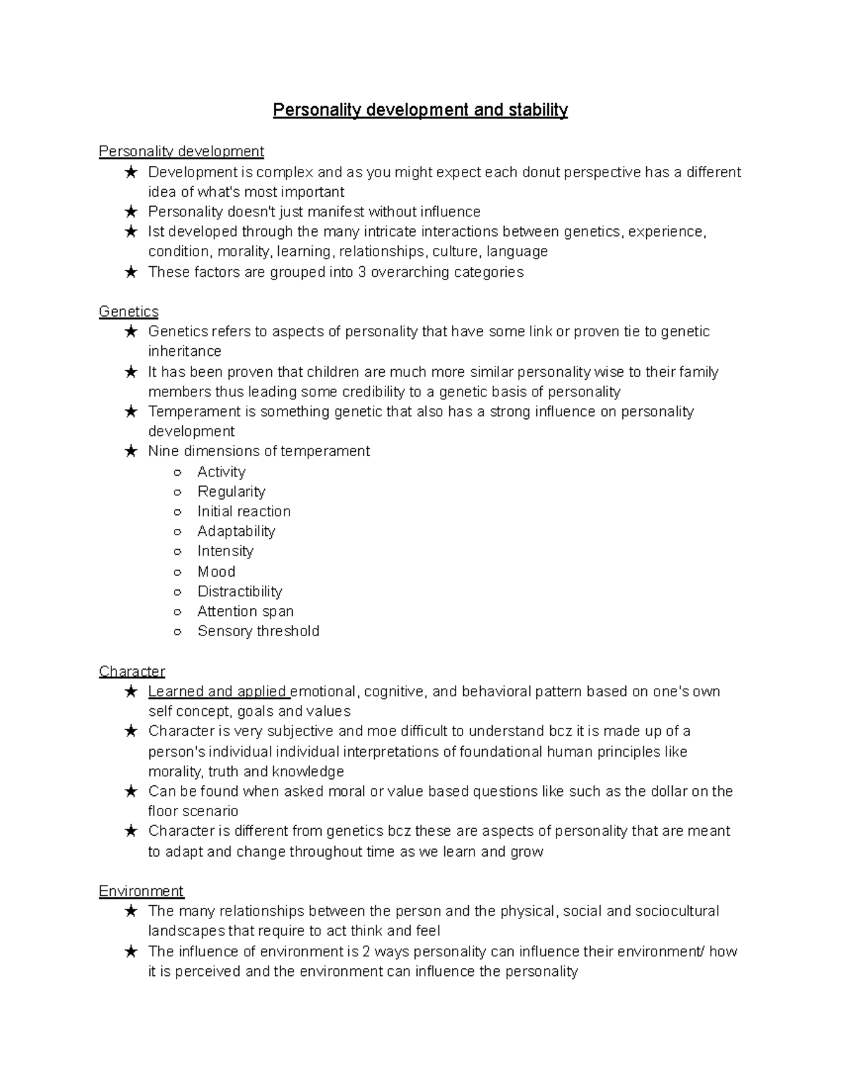 personality development and stability - Personality development and ...