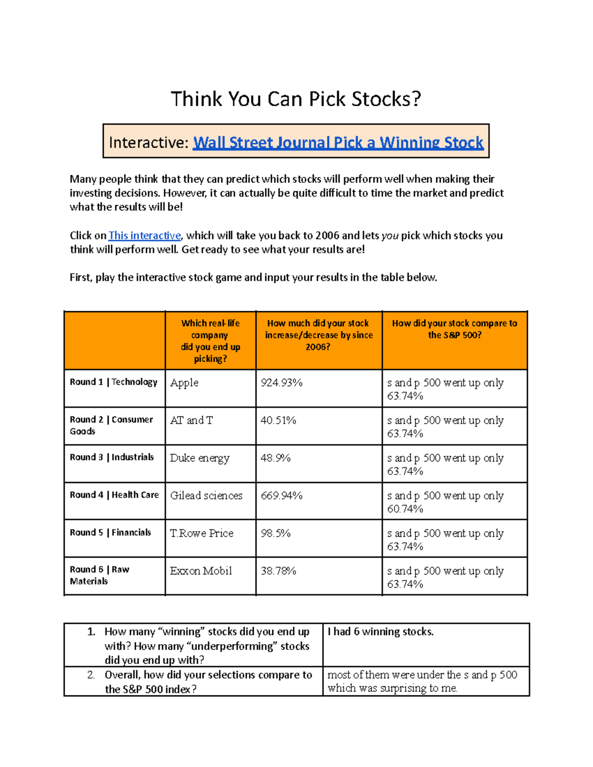 Copy of Questions - So You Think You Can Pick Stocks - Think You Can ...