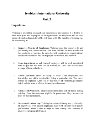 Unit-1 Types of Training methods - Symbiosis International University ...