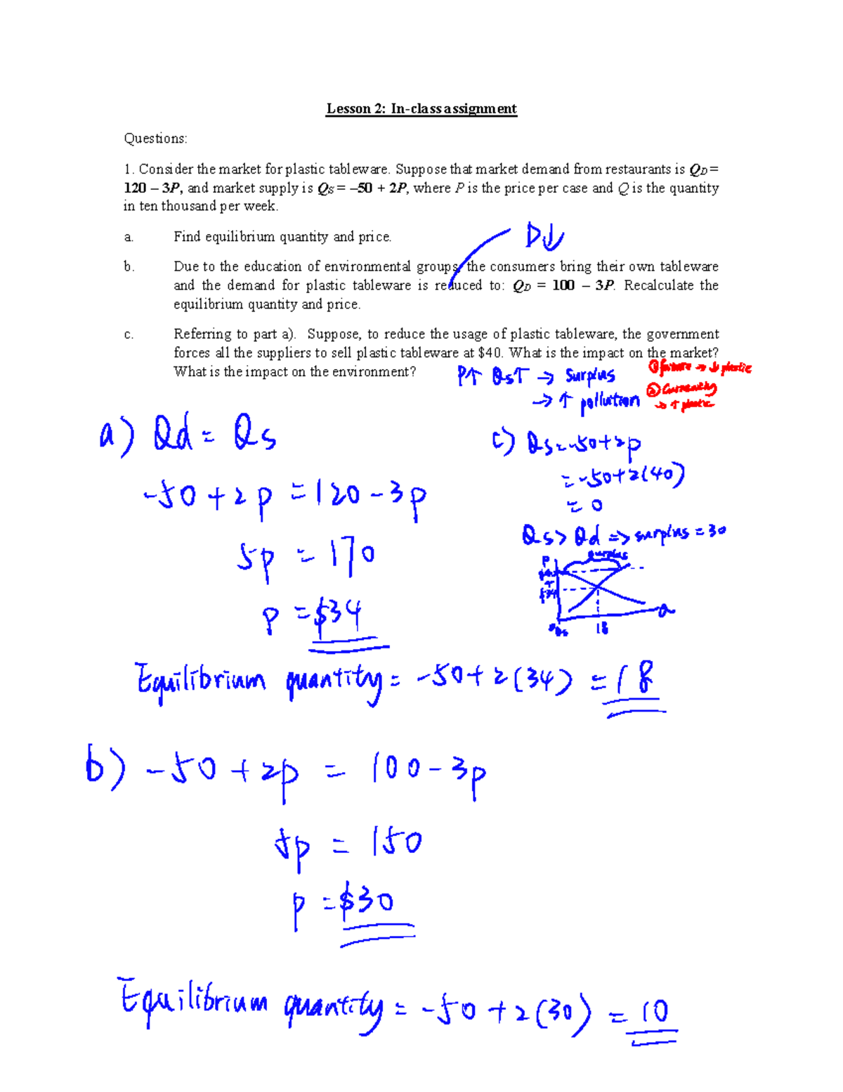 Week-2-in-class-assignment 23-24B clear - Lesson 2 : In-class assignment Questions: 1. Consider ...