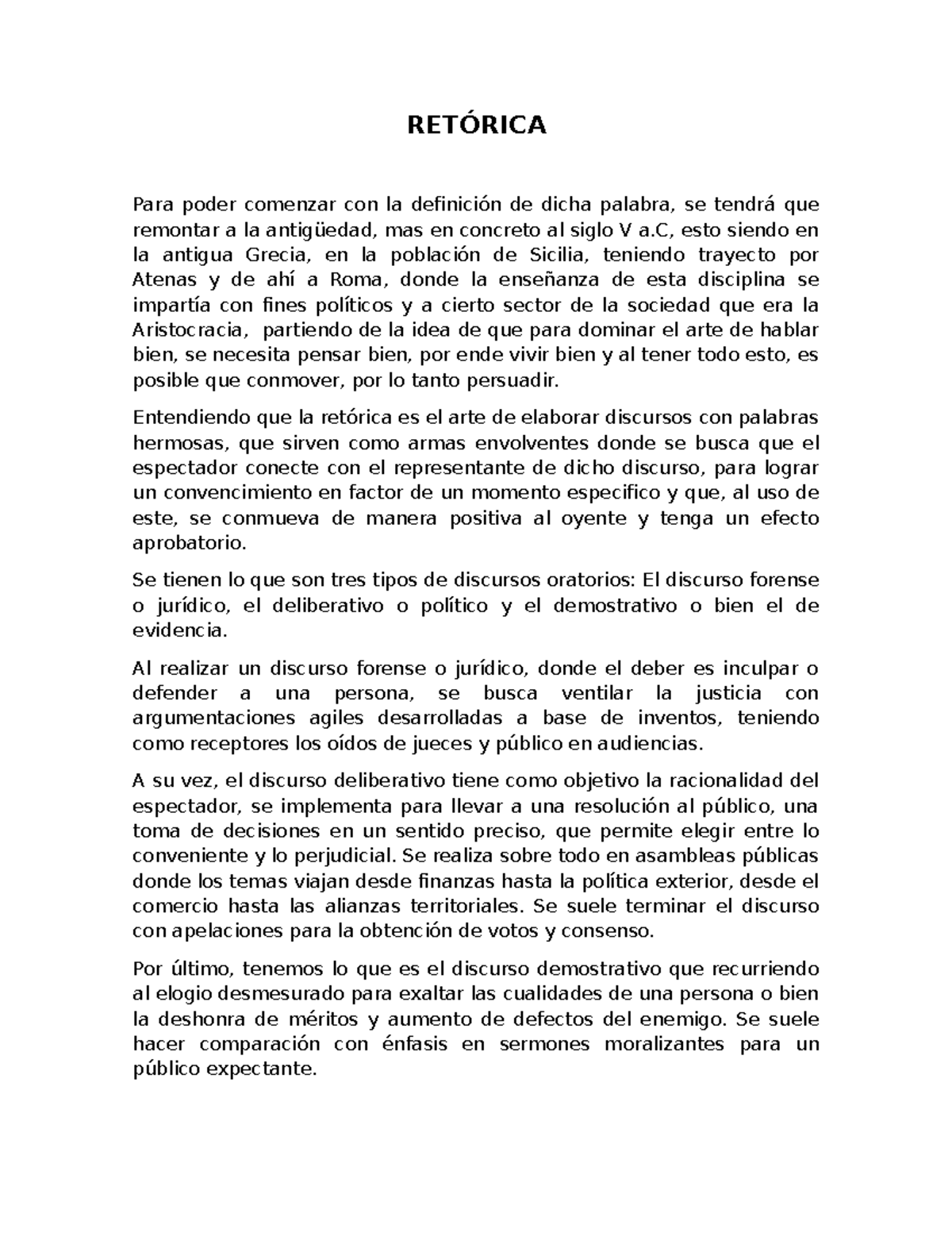Definicion DE Retorica - RETÓRICA Para poder comenzar con la definición ...