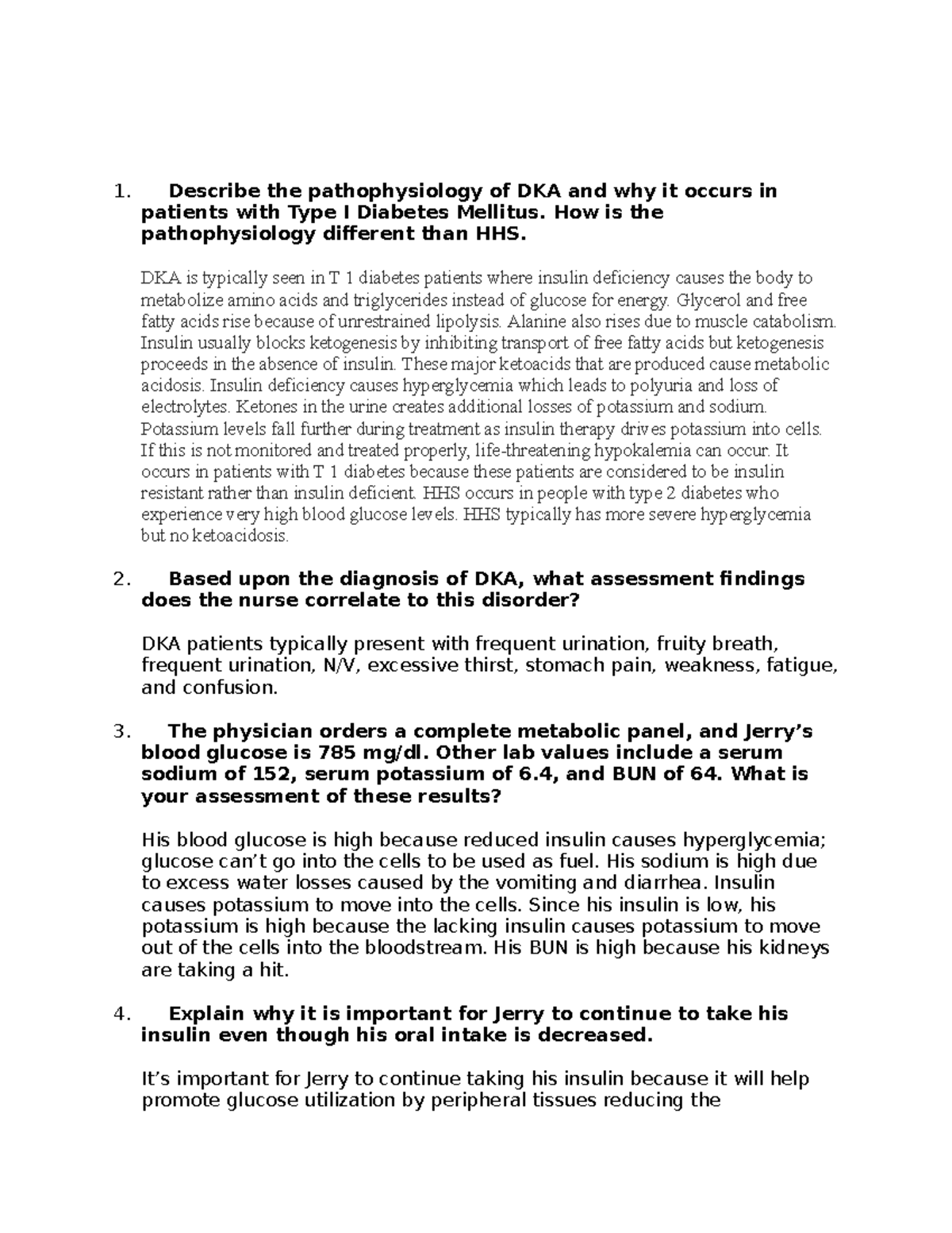 Unit 7 Assignment Pharm - Describe the pathophysiology of DKA and why ...