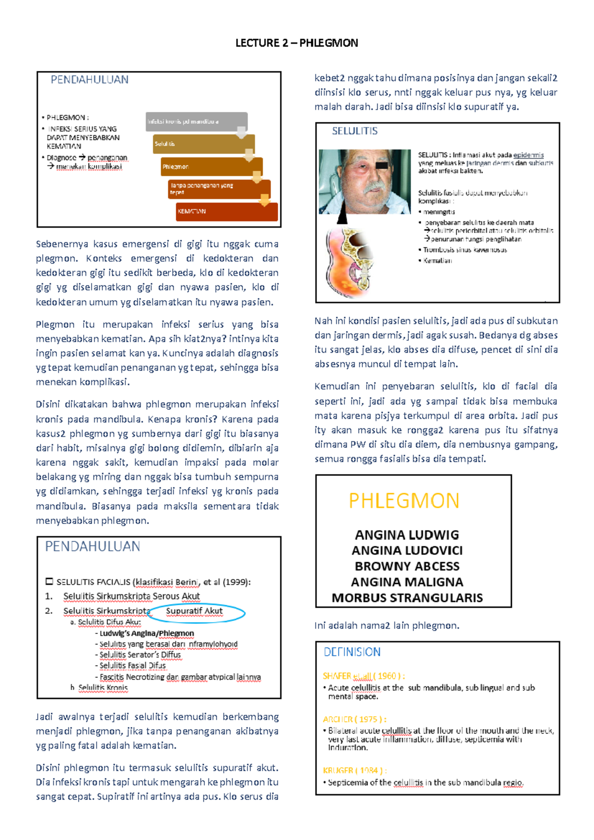 LEC 2. Phlegmon - LECTURE 2 – PHLEGMON Sebenernya kasus emergensi di ...