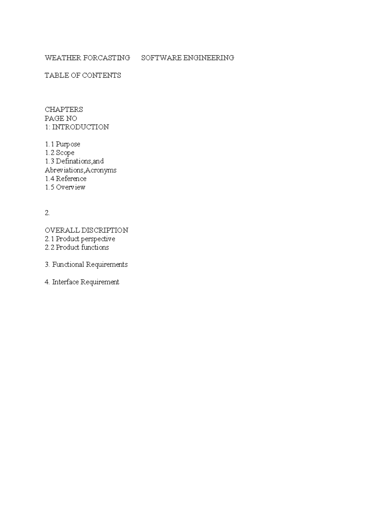 Weather Forcasting Software Engineering - WEATHER FORCASTING SOFTWARE ENGINEERING TABLE OF ...