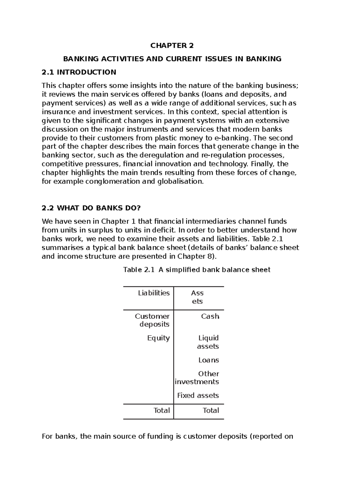 Chapter 2 - Accounting - CHAPTER 2 BANKING ACTIVITIES AND CURRENT ...