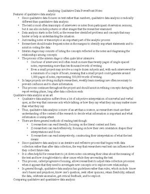 Qualitative Data Analysis Power Point Notes - Quantitative Data ...