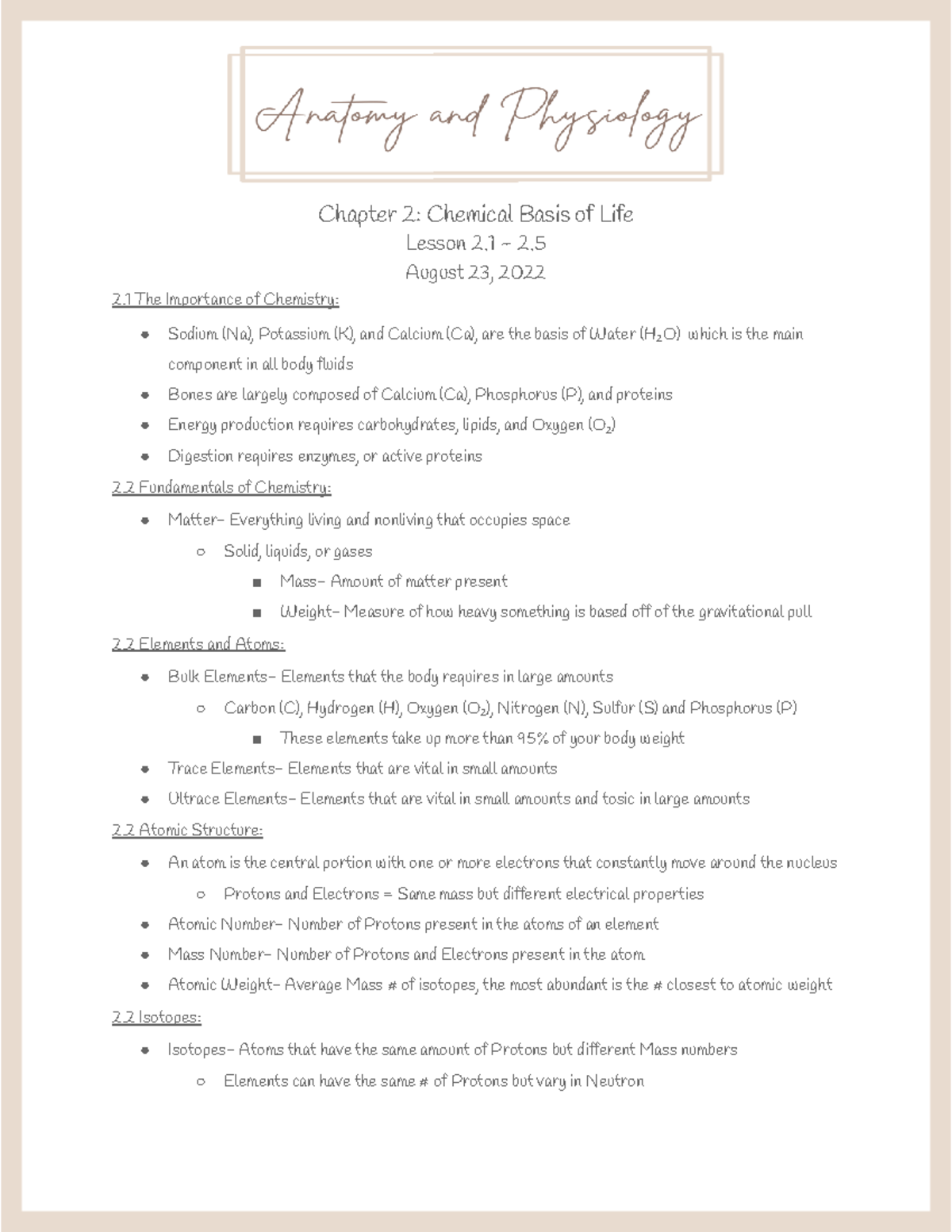 Ch 2 Chemical Basis of Life - Chapter 2: Chemical Basis of Life Lesson ...