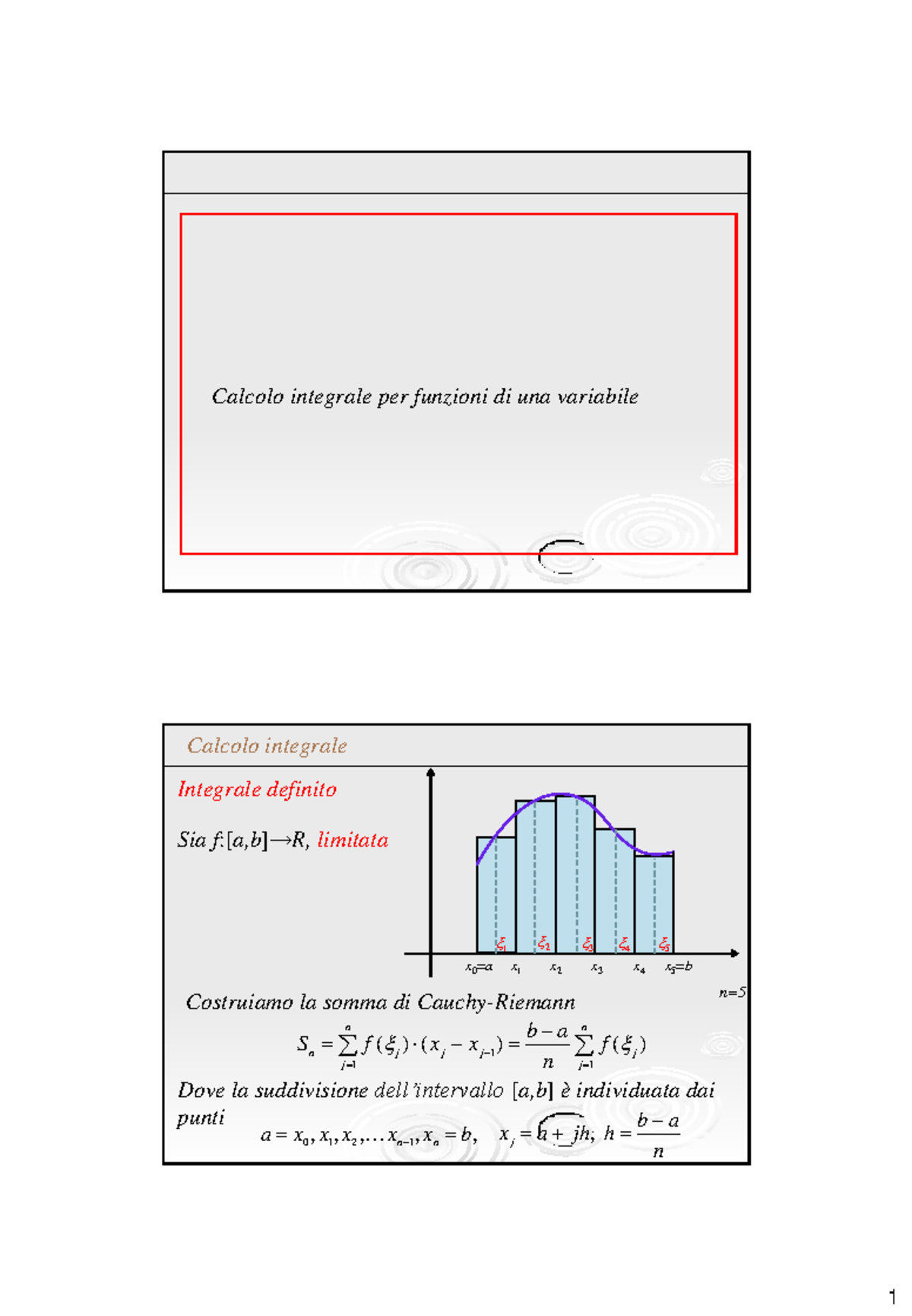Calcolo integrale per funzioni di una variabile - Allora si pone ...