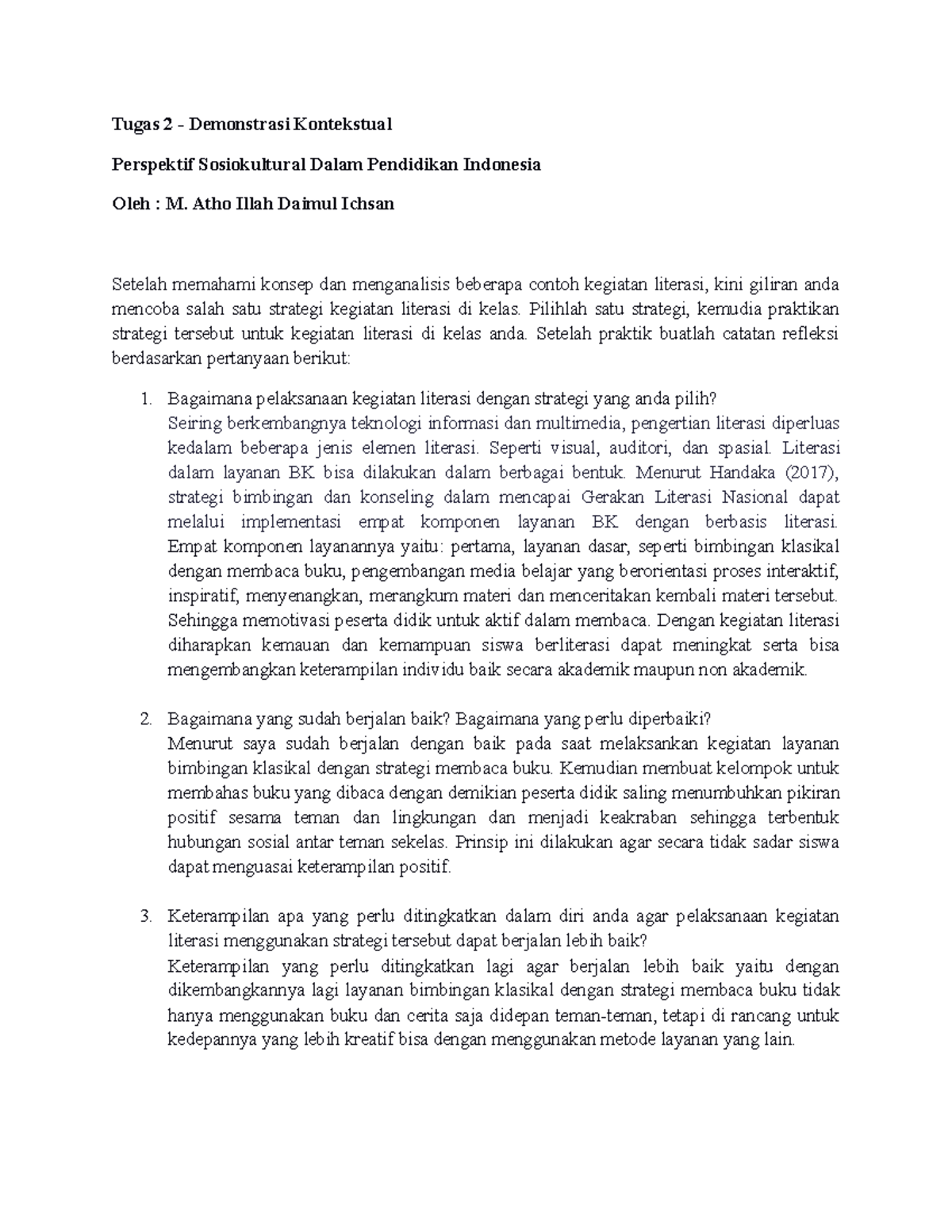 Tugas 2 Demonstrasi Kontekstual literasi - Tugas 2 - Demonstrasi ...