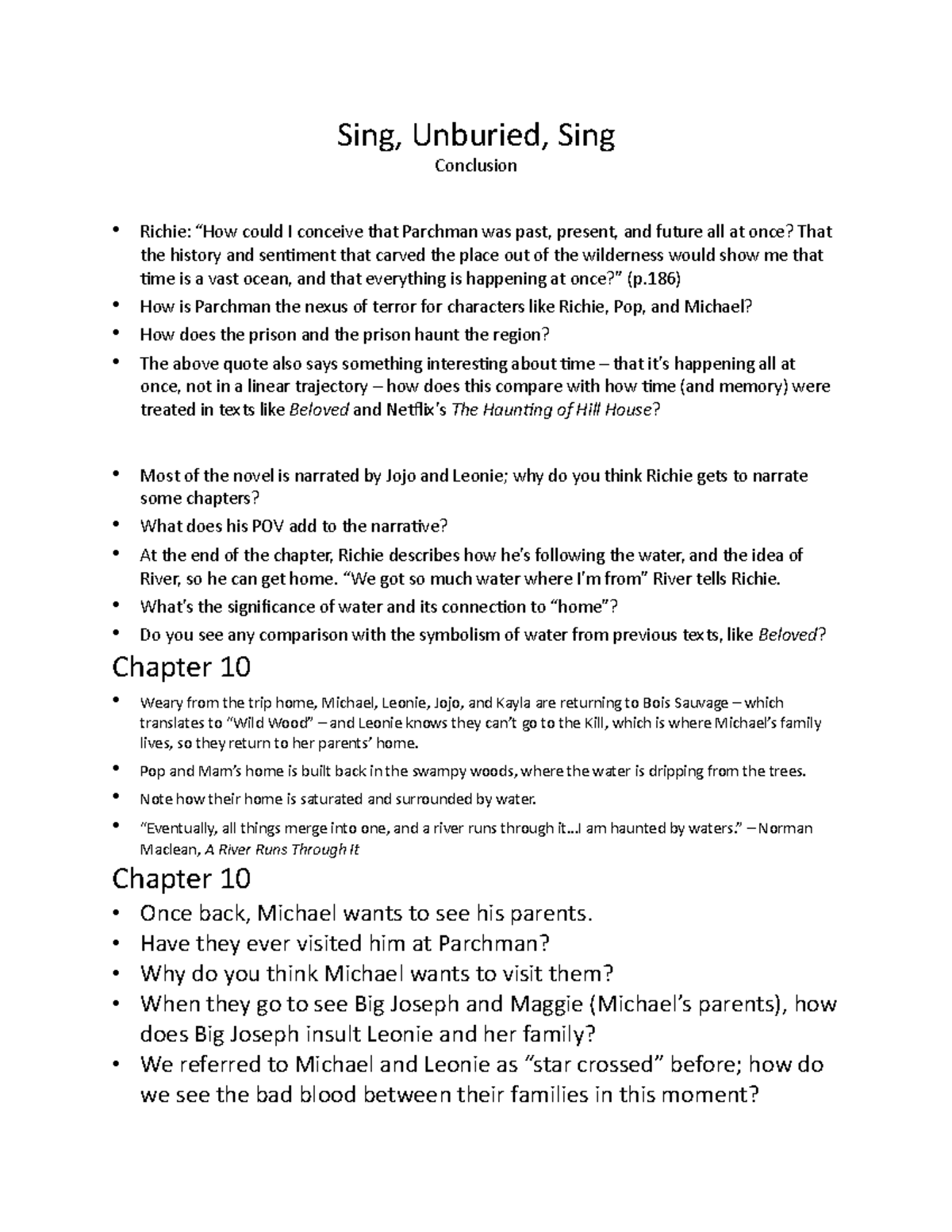 Sing, conclusion - Sing, Unburied, Sing Conclusion Chapter 9 • Richie ...