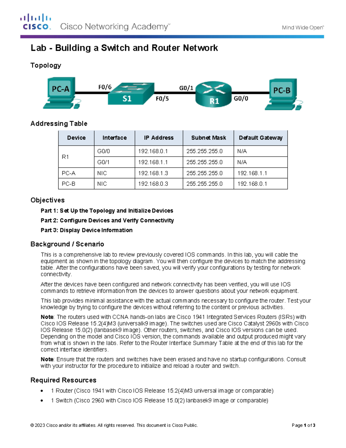 Kami Export - Building a Switch and Router Network - © 2023 Cisco and ...