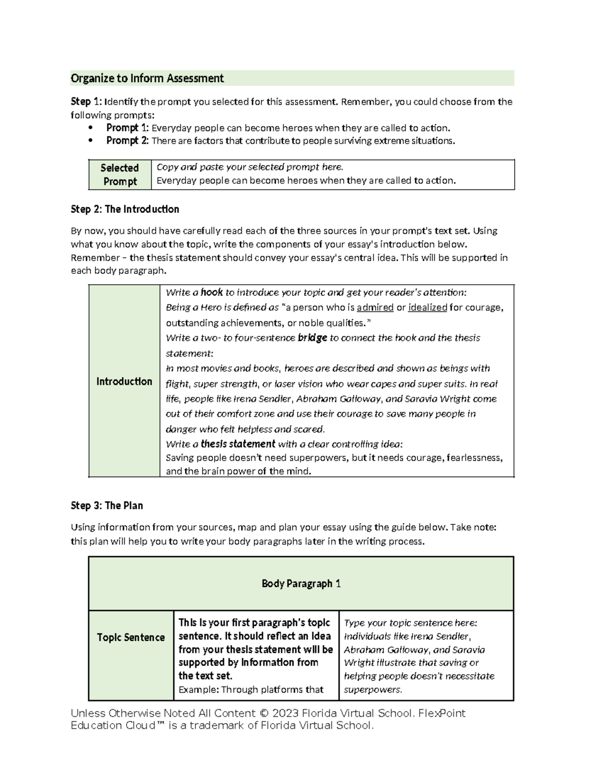 Organize to inform assessment - Organize to Inform Assessment Step 1 ...