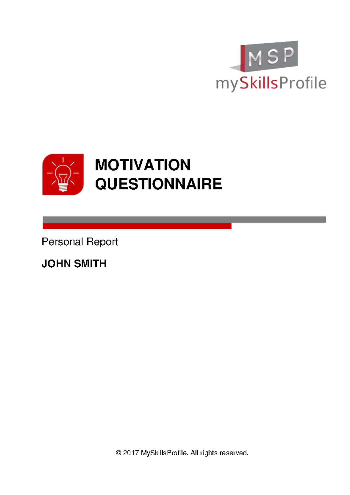 MQ Motivation Questionnaire Example Report - MOTIVATION QUESTIONNAIRE ...