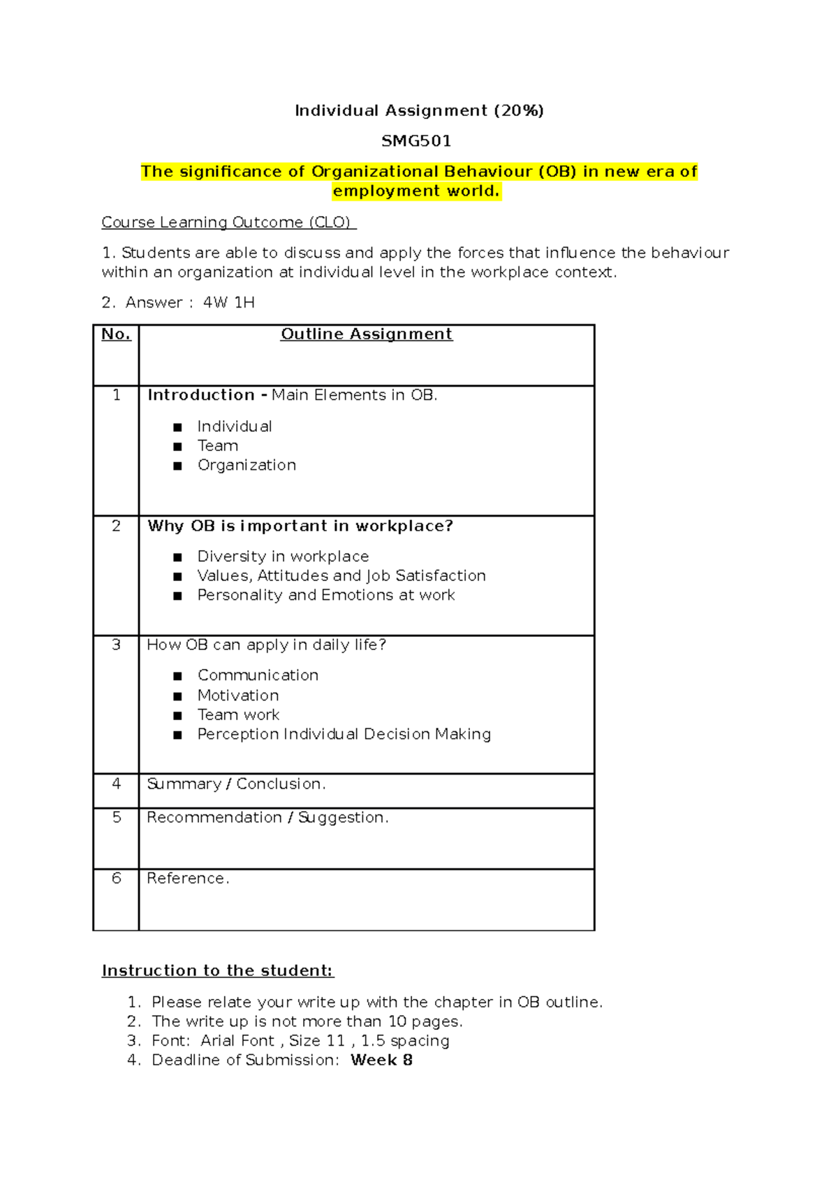 Individual Assignment Guide - Individual Assignment (20%) SMG The ...