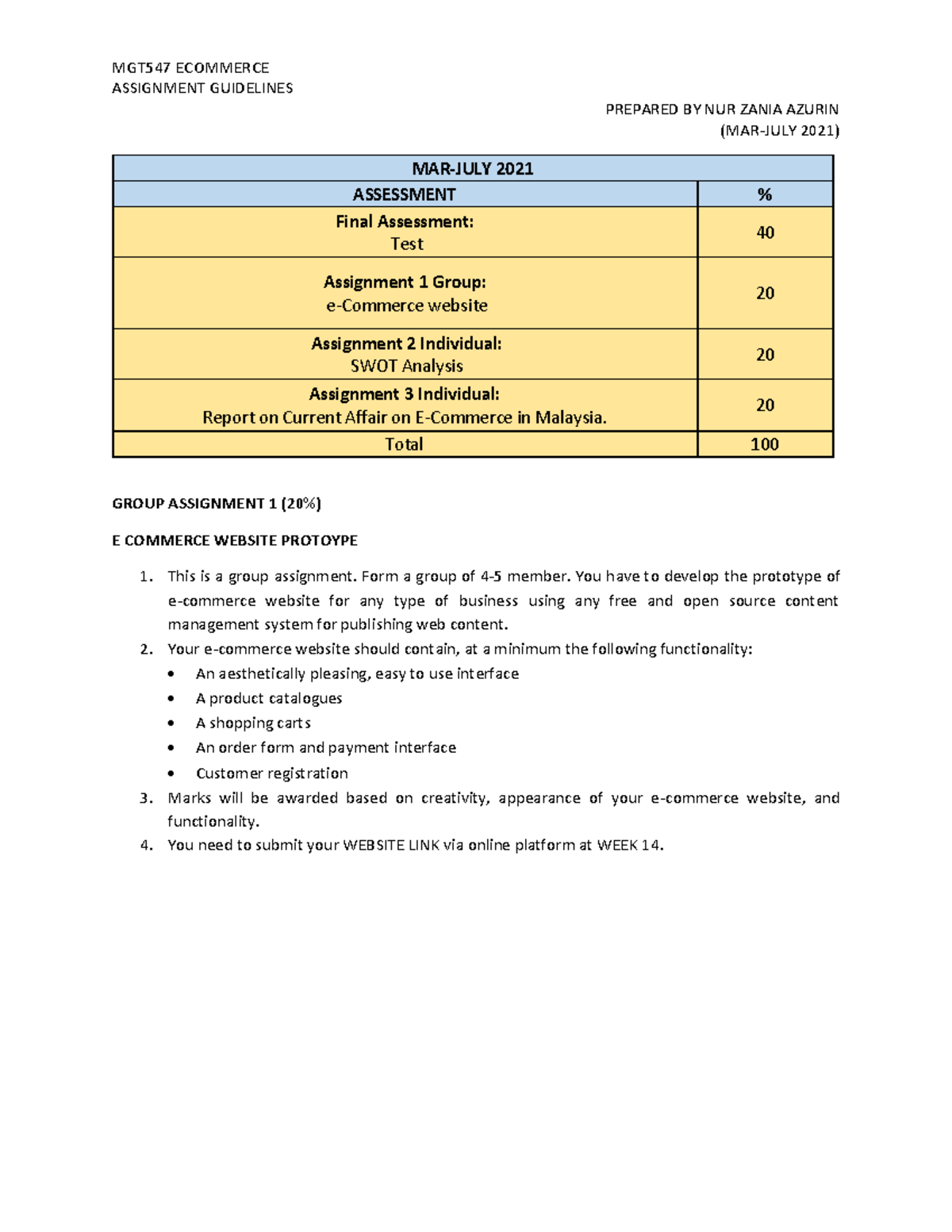 MGT547 Assessment Guidelines - MGT547 ECOMMERCE ASSIGNMENT GUIDELINES ...