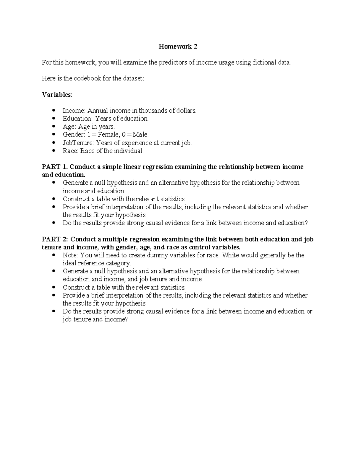 Homework 2 Instructions - Homework 2 For this homework, you will ...