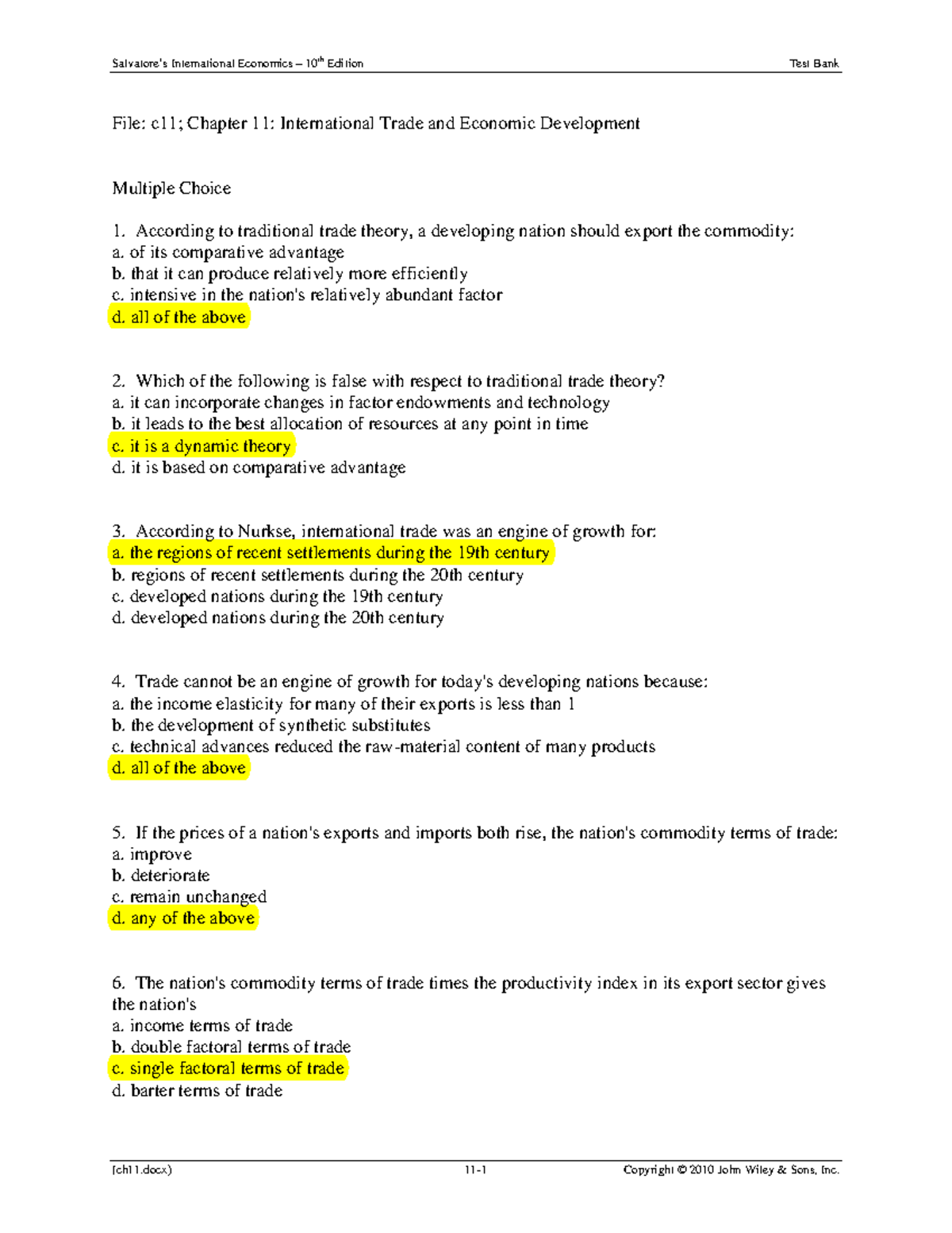 ECS3702-cp 11 test bank - File: c11; Chapter 11: International Trade ...