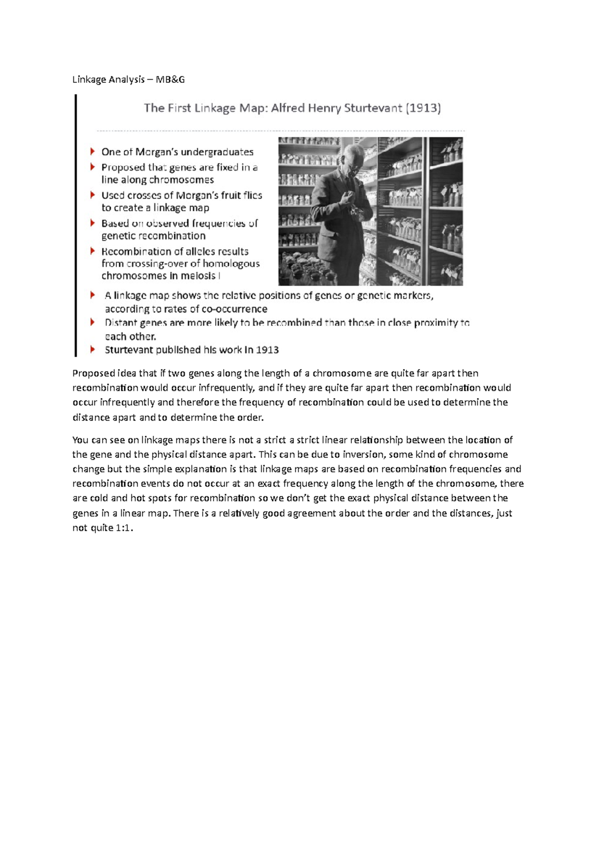 Linkage Analysis Lecture Notes 3 Linkage Analysis MB G Proposed