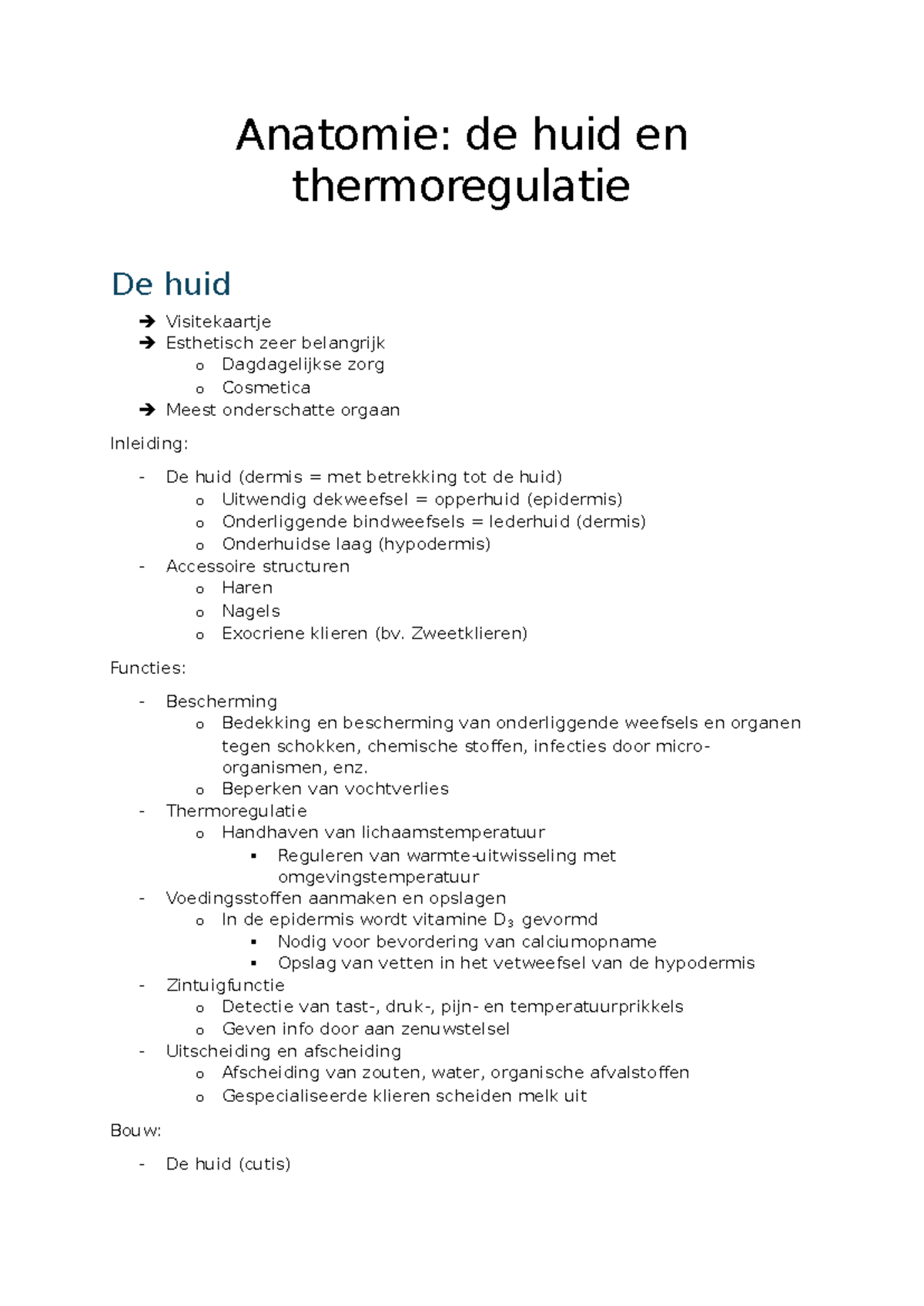 Anatomie de huid - samenvatting van de huid - Anatomie: de huid en ...