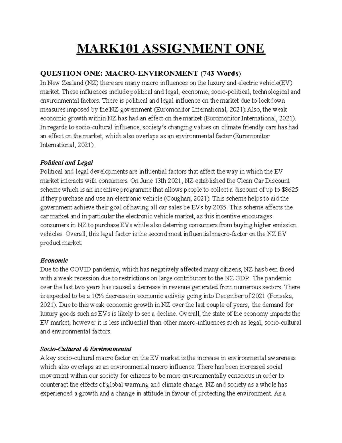 MARK101 Assignment 1 - MARK101 ASSIGNMENT ONE QUESTION ONE: MACRO ...