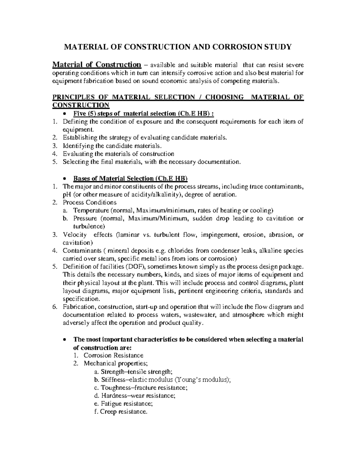 2. Materials of Construction and Corrosion - MATERIAL OF CONSTRUCTION ...