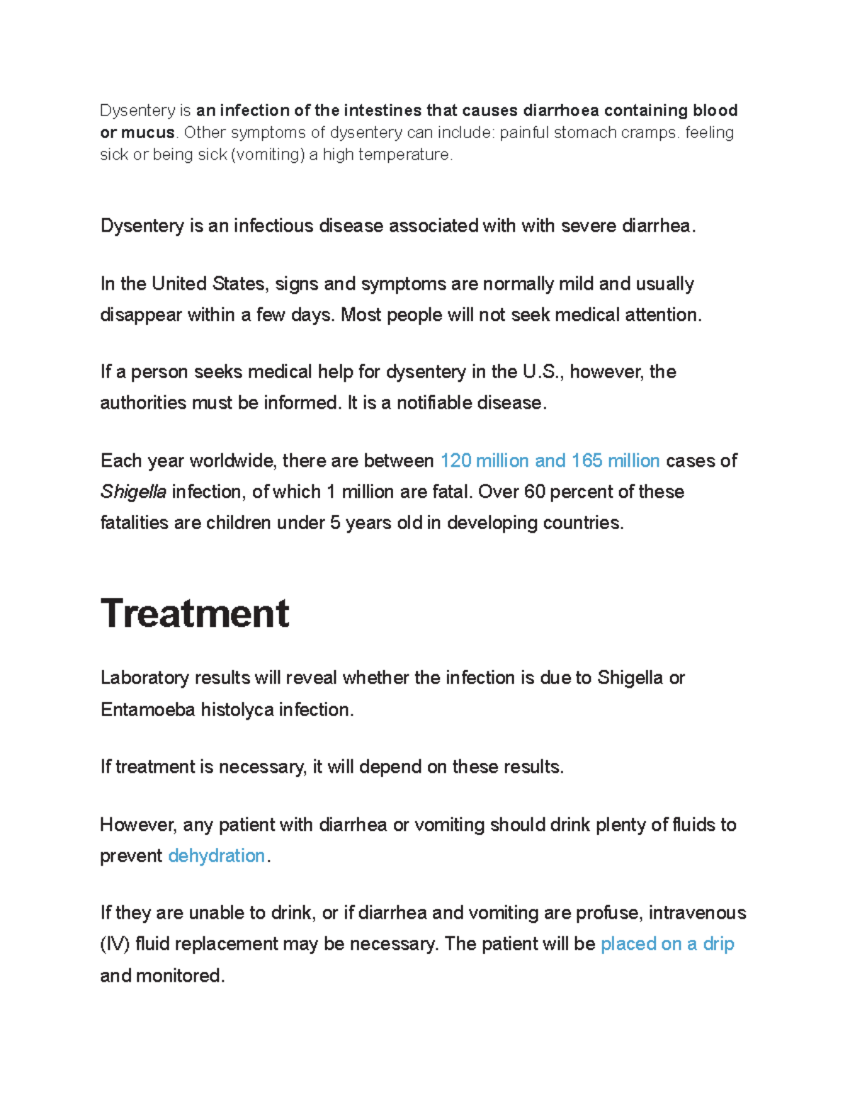 Dysentry in the human body - Dysentery is an infection of the ...