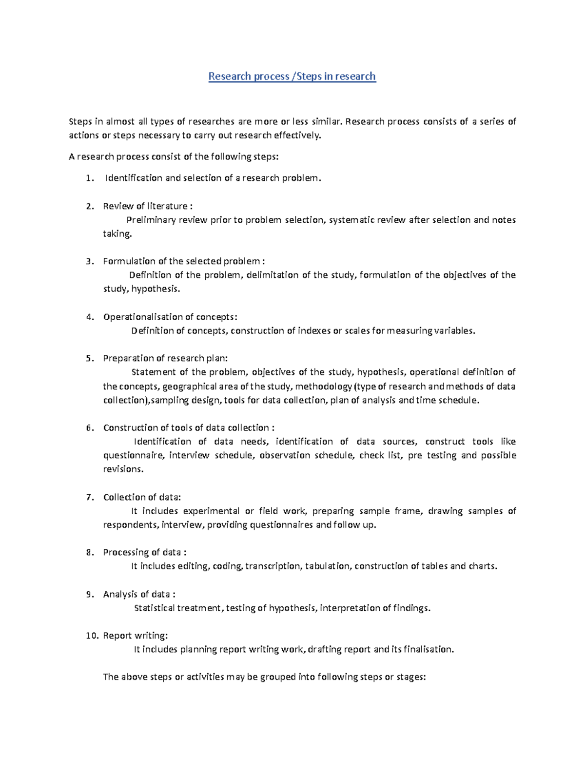 Research Process Or Steps Research Process Steps In Research Steps