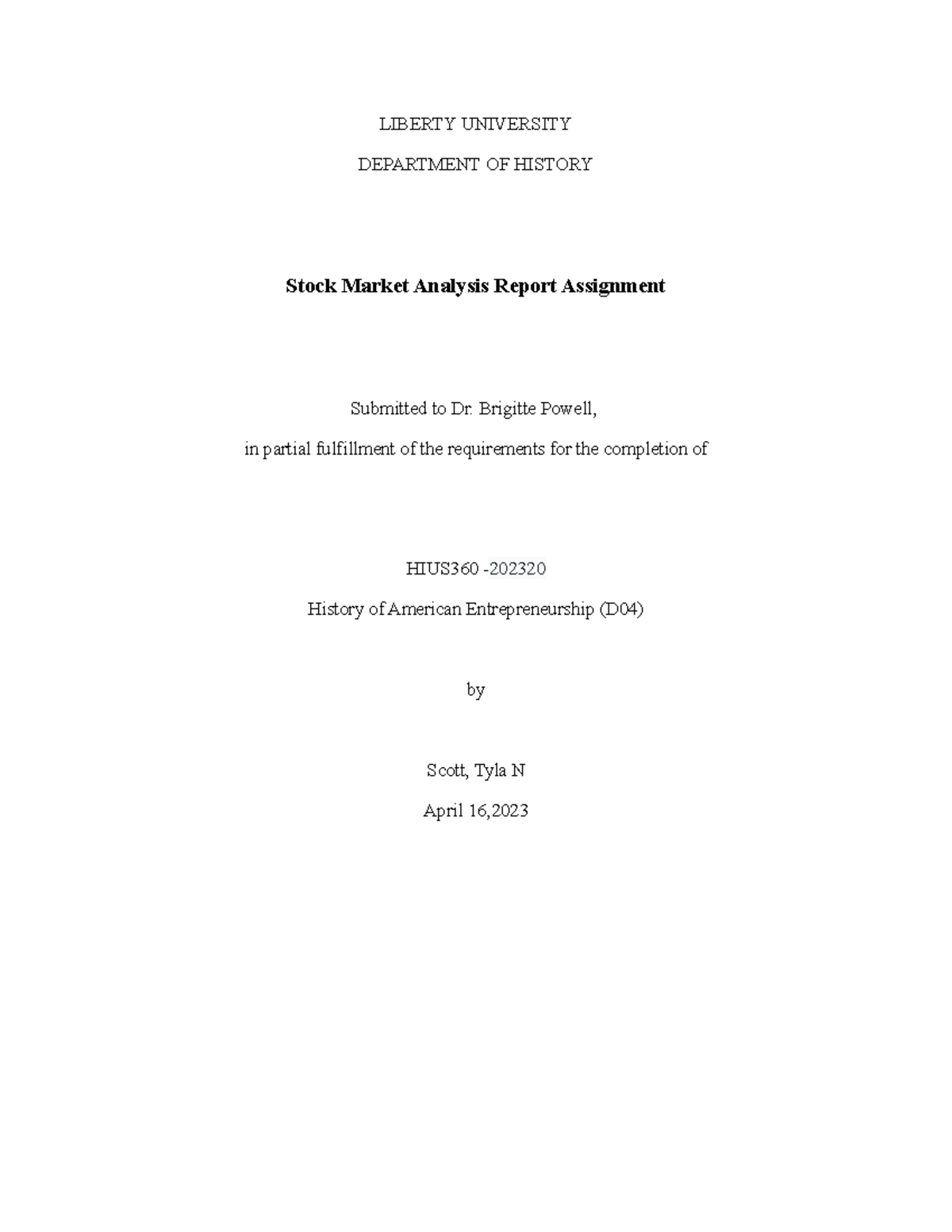 Lab stock market - LIBERTY UNIVERSITY DEPARTMENT OF HISTORY Stock ...