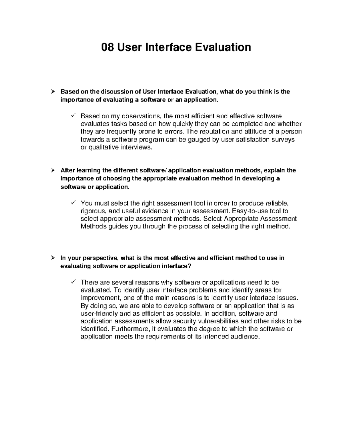 08 User Interface Evaluation Based On My Observations The Most Efficient And Effective