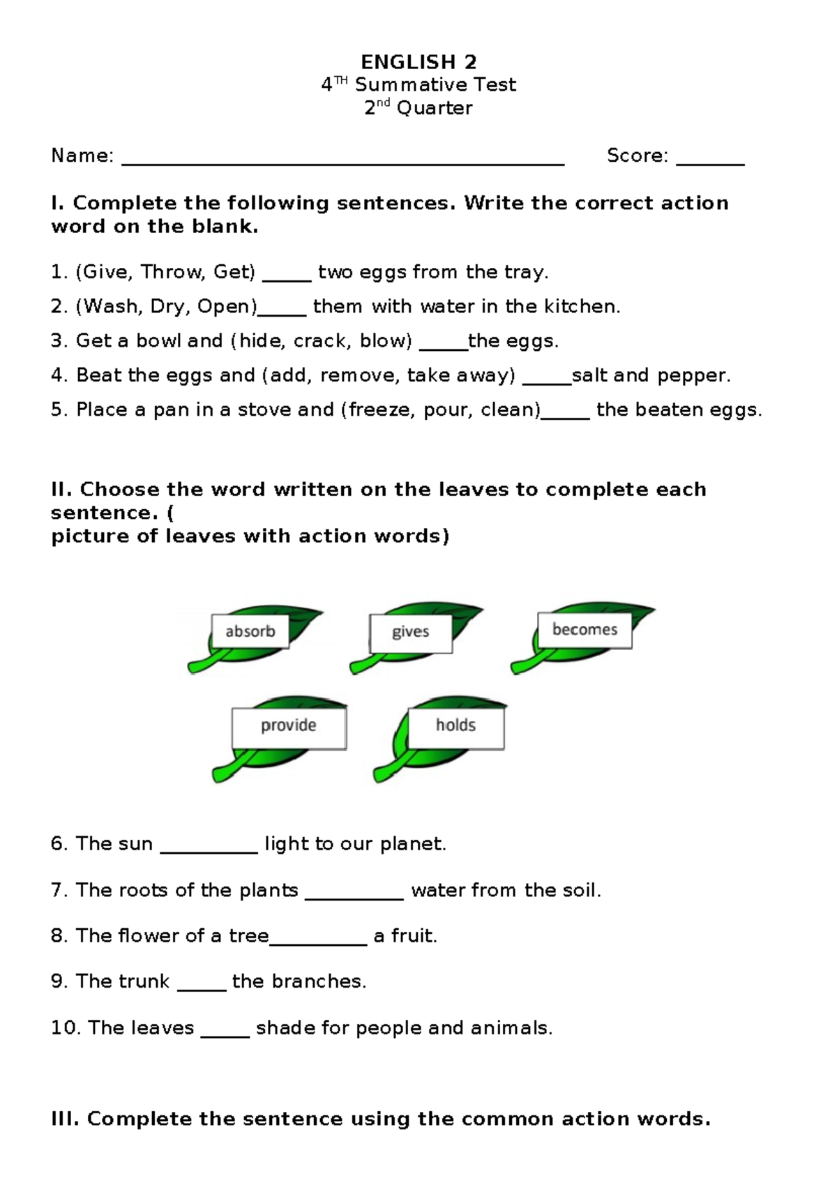 ENG2 ST4 Q2 - mdbfmnskfohsdnmnbv - ENGLISH 2 4 TH Summative Test 2 nd ...
