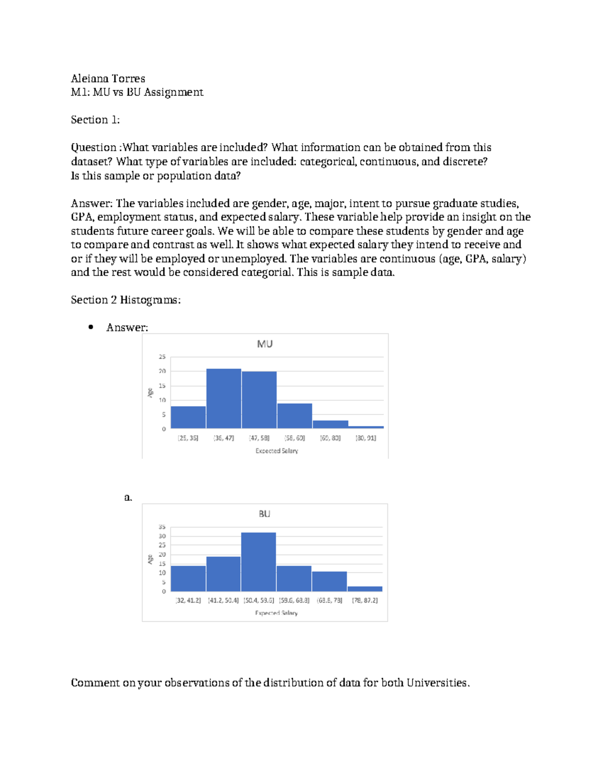 M1 MU vs Assignment - Aleiana Torres M1: MU vs BU Assignment Section 1 ...