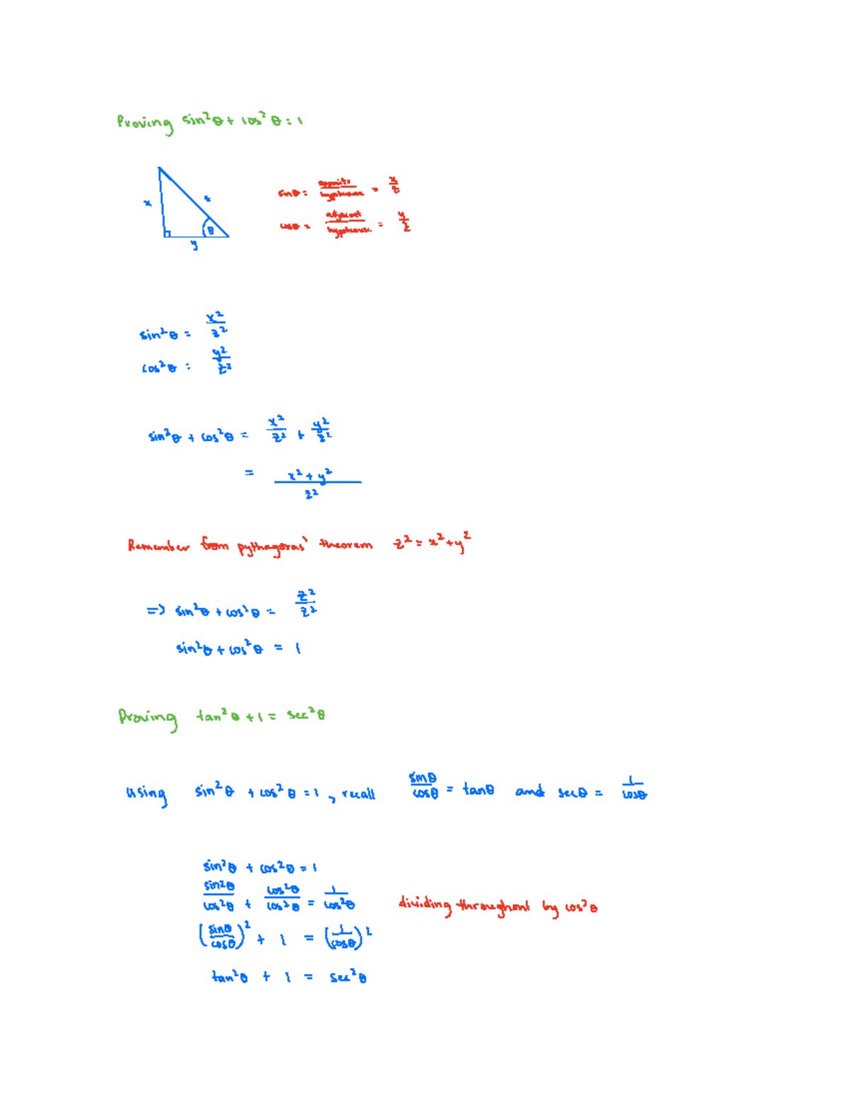 TRIGONOMETRY SUMMARY - Proving sin'ot 1050 t sino I tense E x coso adjacent O hypotenuse I sing ...