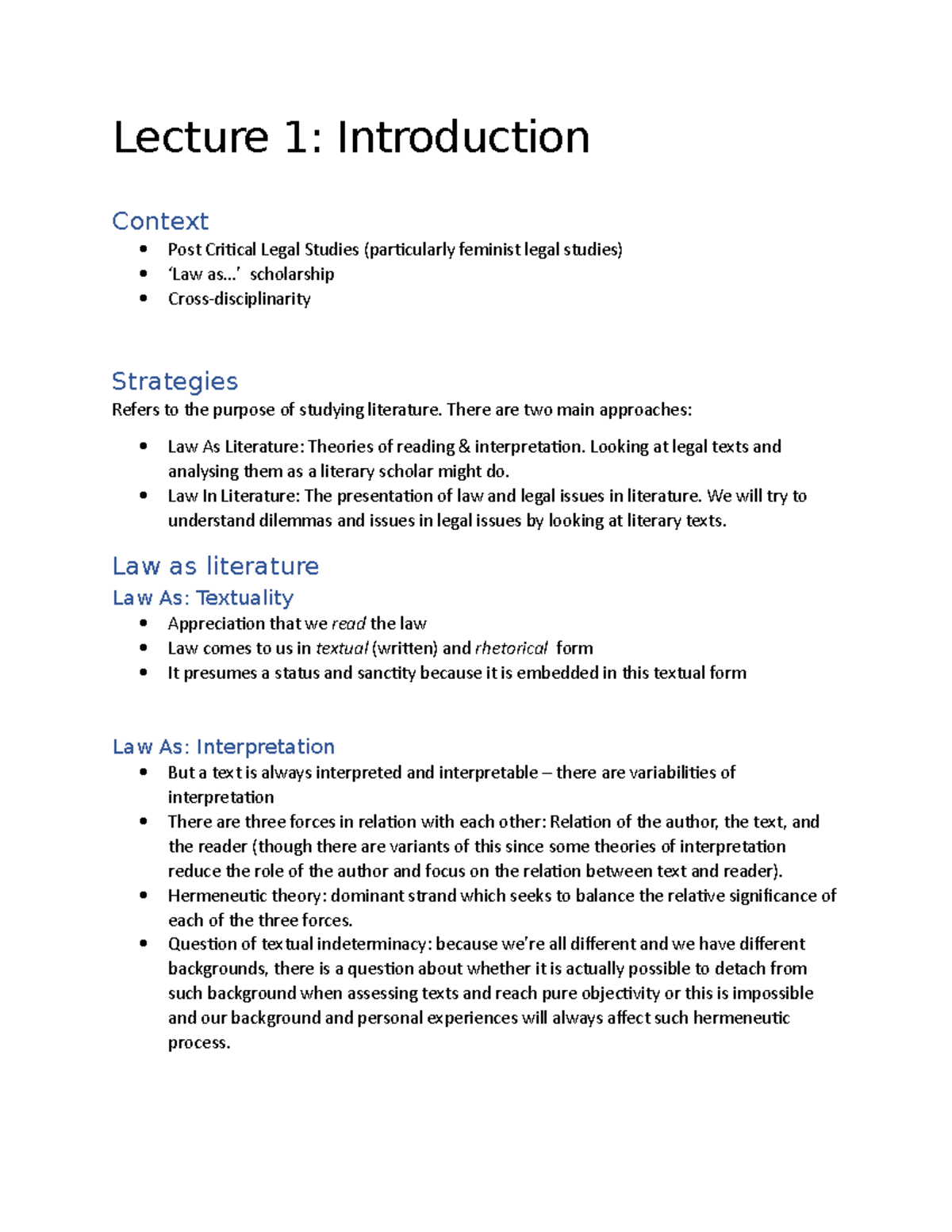 1. Introduction to Law and Literature - Lecture 1: Introduction Context ...