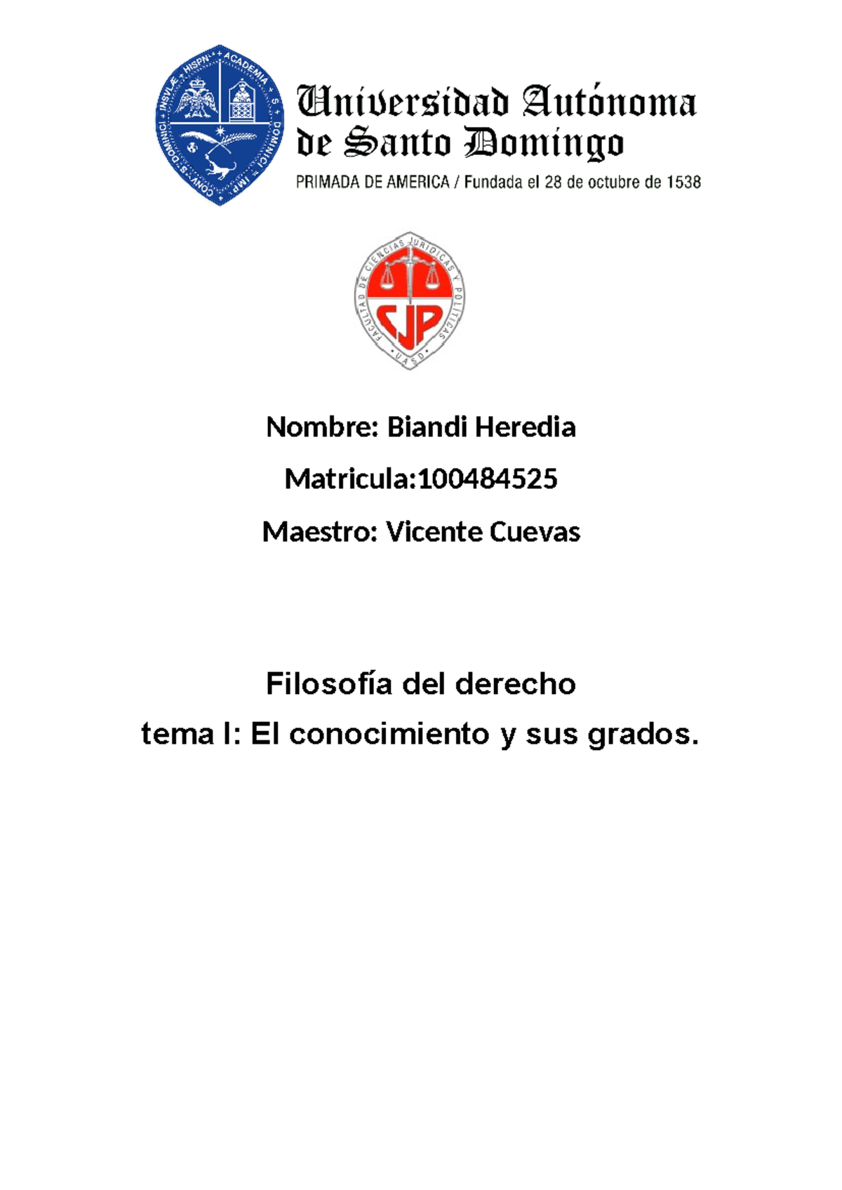 filosofia del derecho - Nombre: Biandi Heredia Matricula: Maestro ...