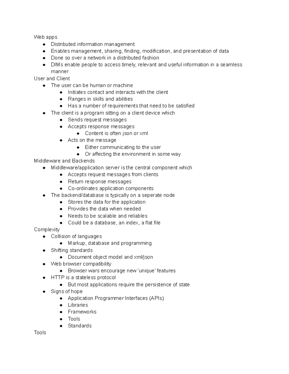 Web Application Development Bullet Pointed Key Concepts 2019 2020 - Web apps Distributed - Studocu