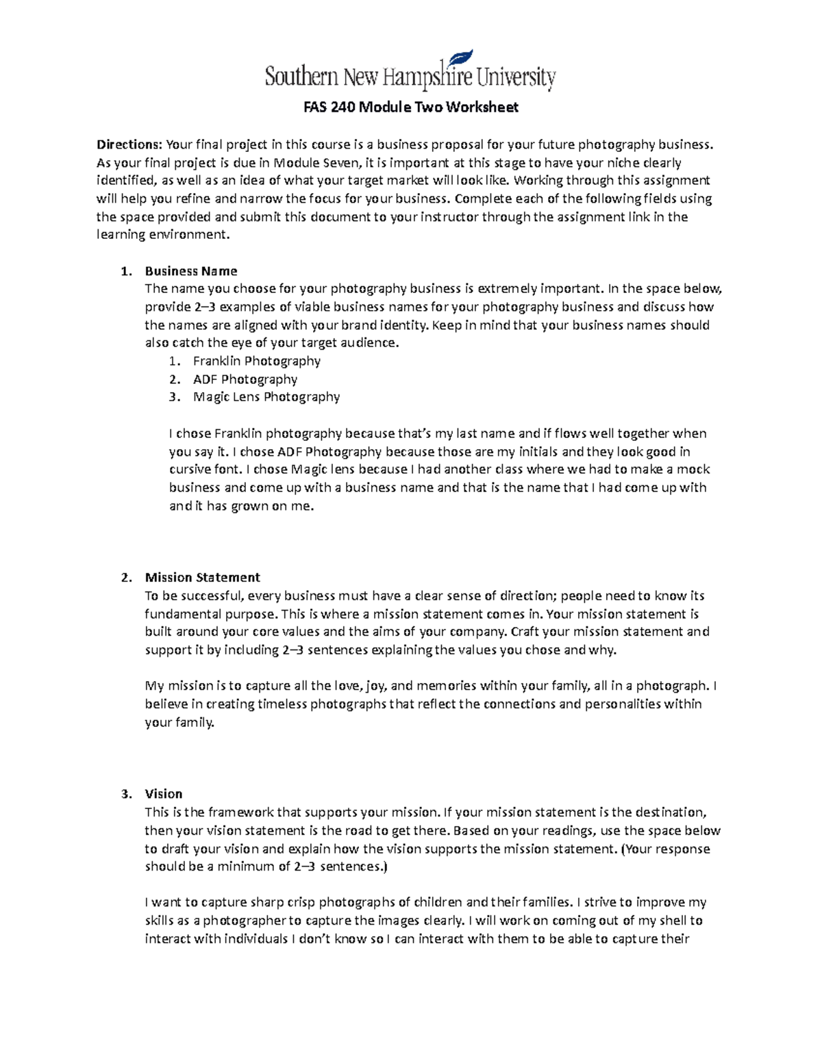 Fas240 module two worksheet - FAS 240 Module Two Worksheet Directions ...