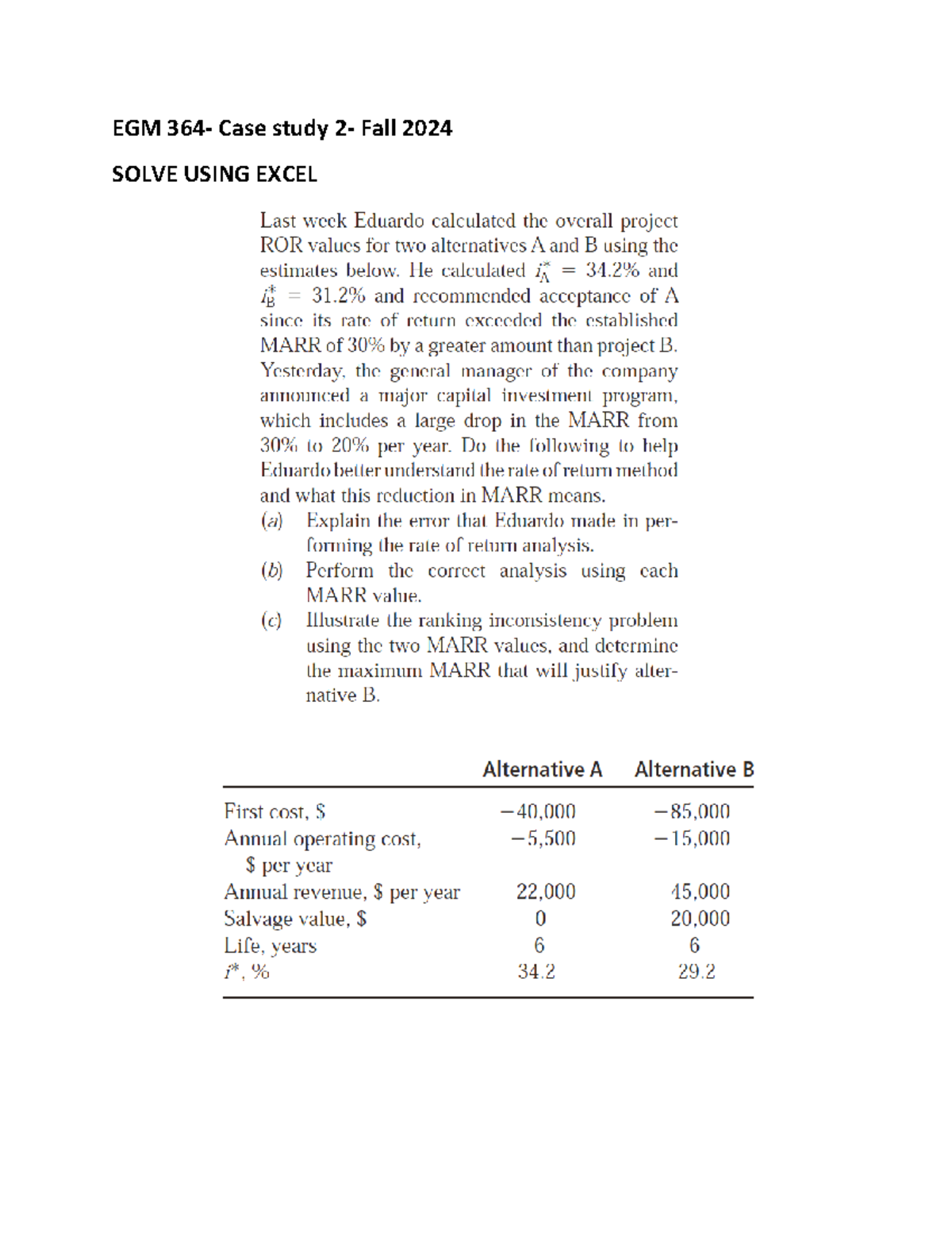 Case Study 2 - adfh - EGM Case study Fall 2024 SOLVE USING EXCEL Last ...