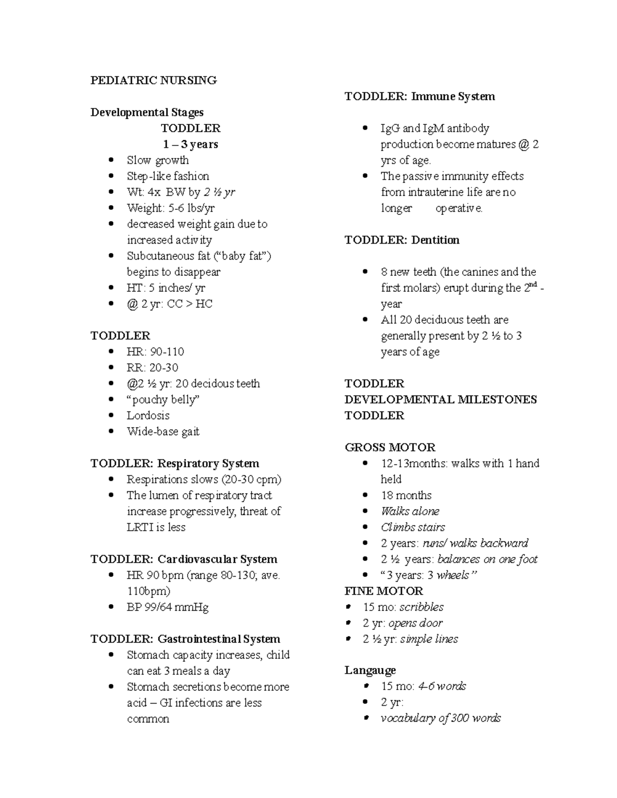 Toddler - FOR PEDIA IN OB - PEDIATRIC NURSING Developmental Stages ...